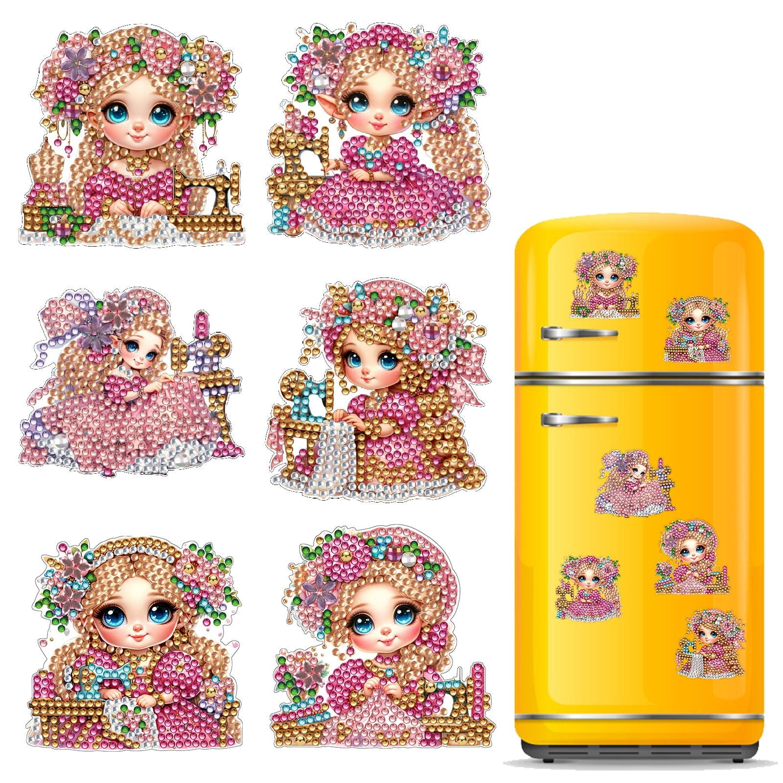 GHUNYUN - Sewing Girl - DIY Diamond Fridge Magnets Diamond Art Painting ...