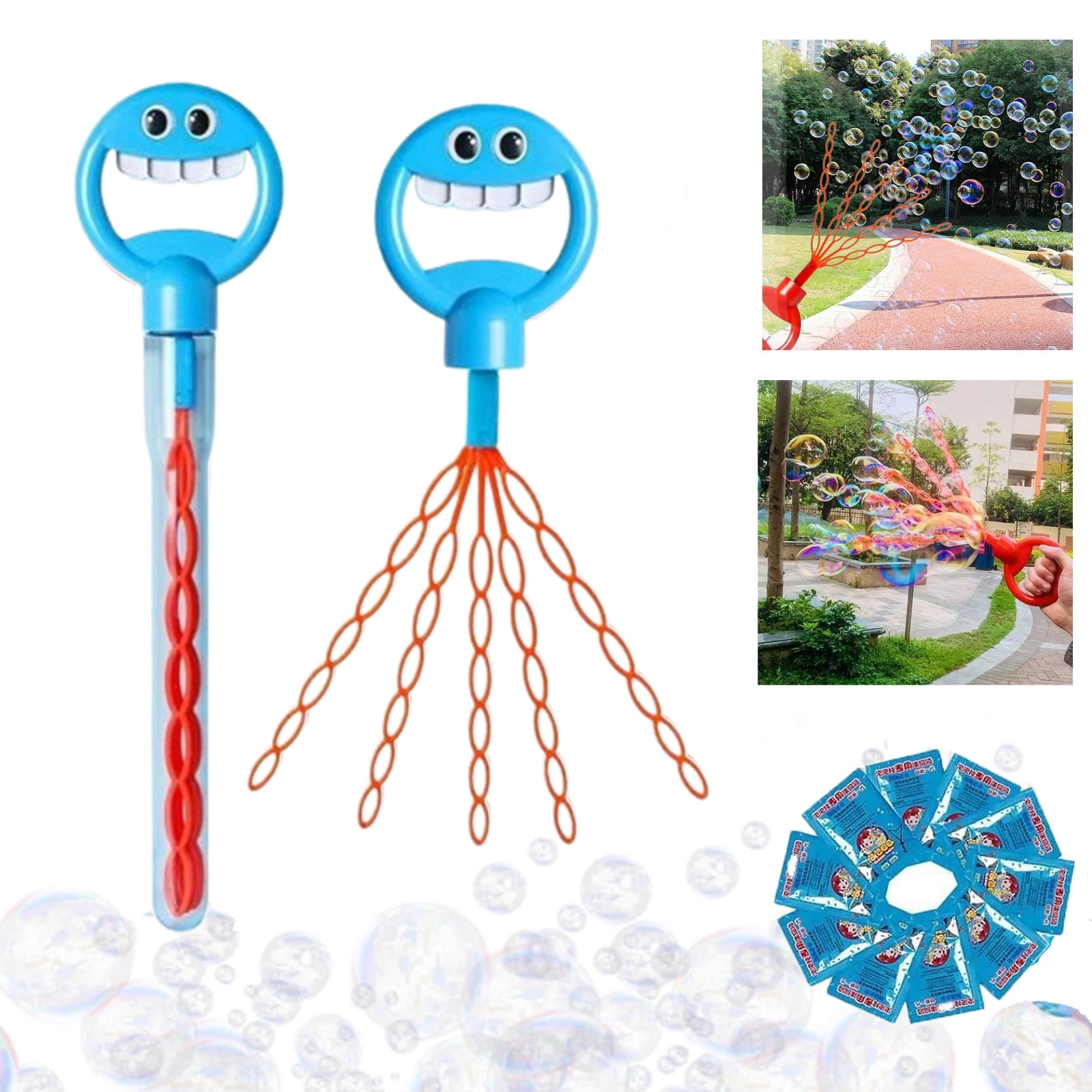 GHUNYUN Smiling Face Bubble Wand 32 Holes Toy Bubble Blowing Water ...
