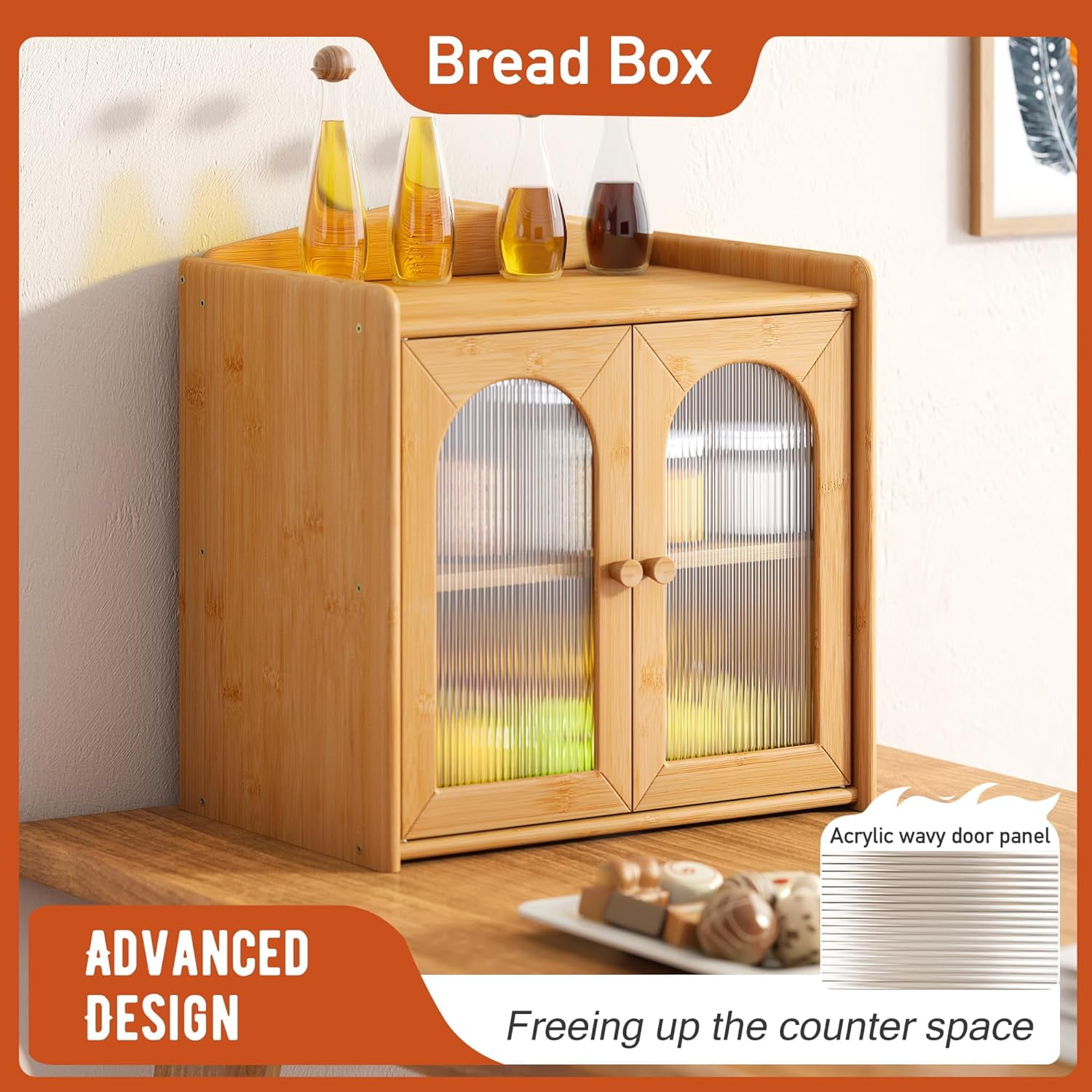 GHWIE Double Layer Bamboo Bread Box - Extra Large Farmhouse Bread ...