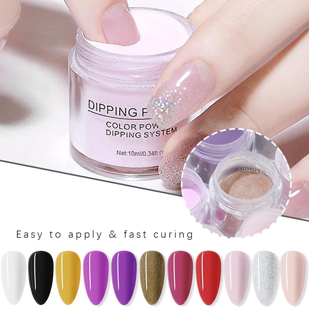 GHYJPAJK 10 Beauty Powder Immersion Powder Pure Color Fingernail Powder ...
