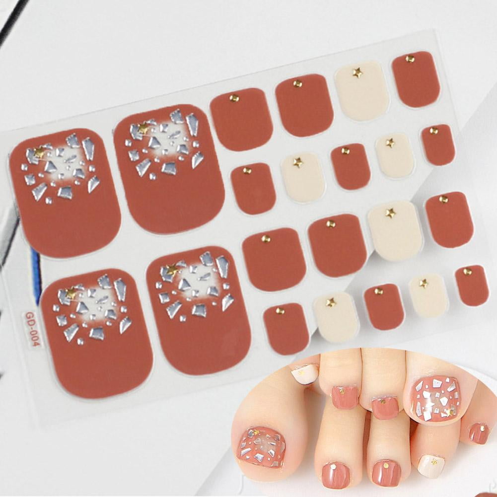 GHYJPAJK 3D Glitter Stain Glass Gems Toe Nail Art Wraps Full Cover ...