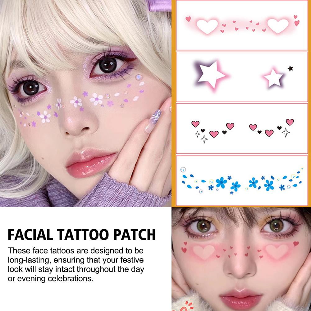 GHYJPAJK Facial Tattoo Patch Waterproof Makeup Tattoo Stickers Face ...