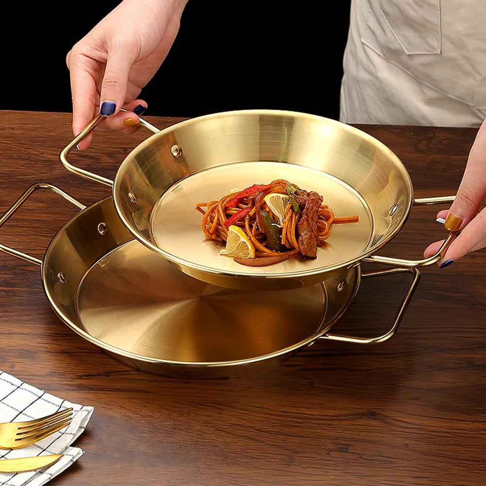 GHYJPAJK Steak Plate Barbecue Meat Plate Stainless Steel Round Dinner ...
