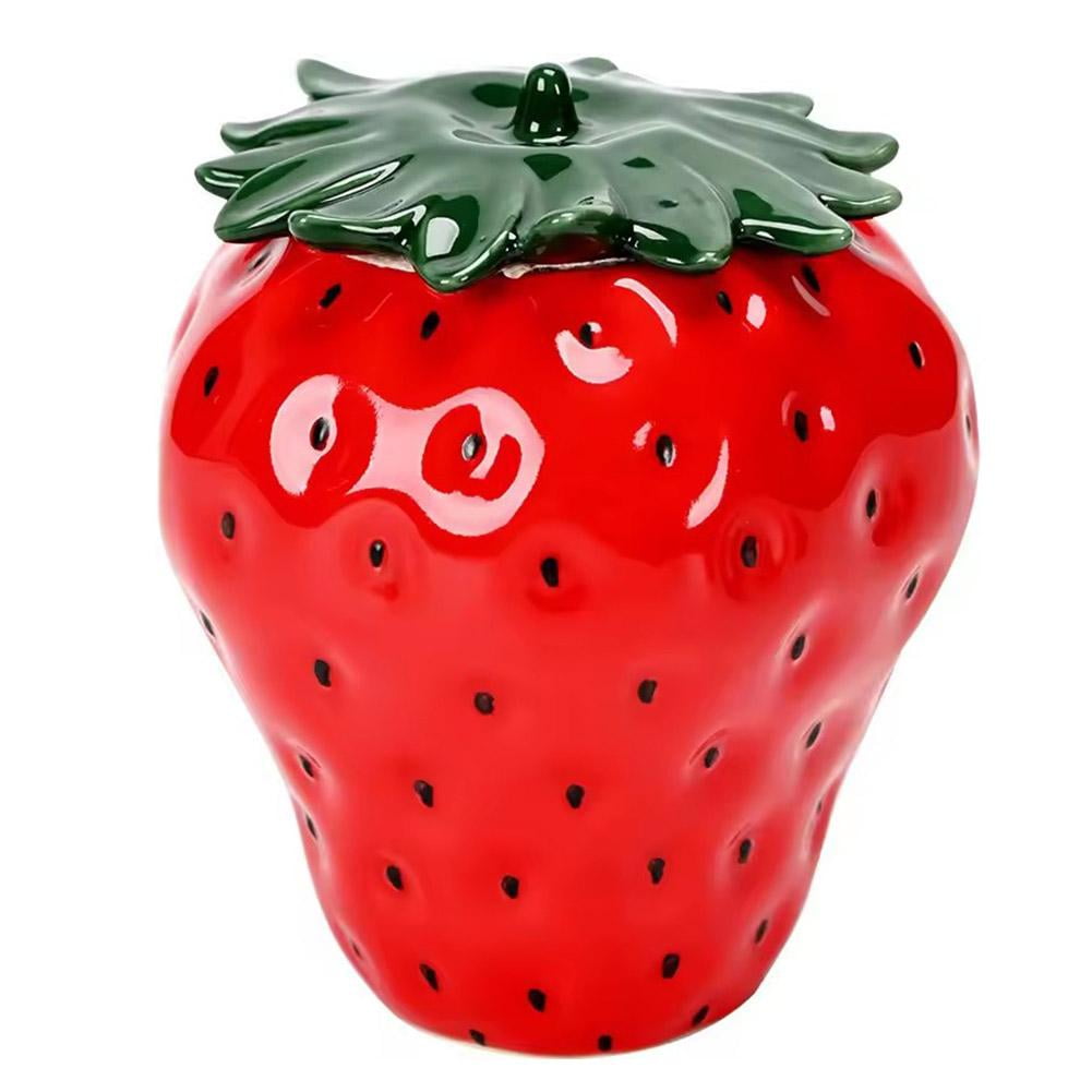 GHYJPAJK Strawberry Shaped Ceramic Tea Caddies Creative Coffee Storage ...