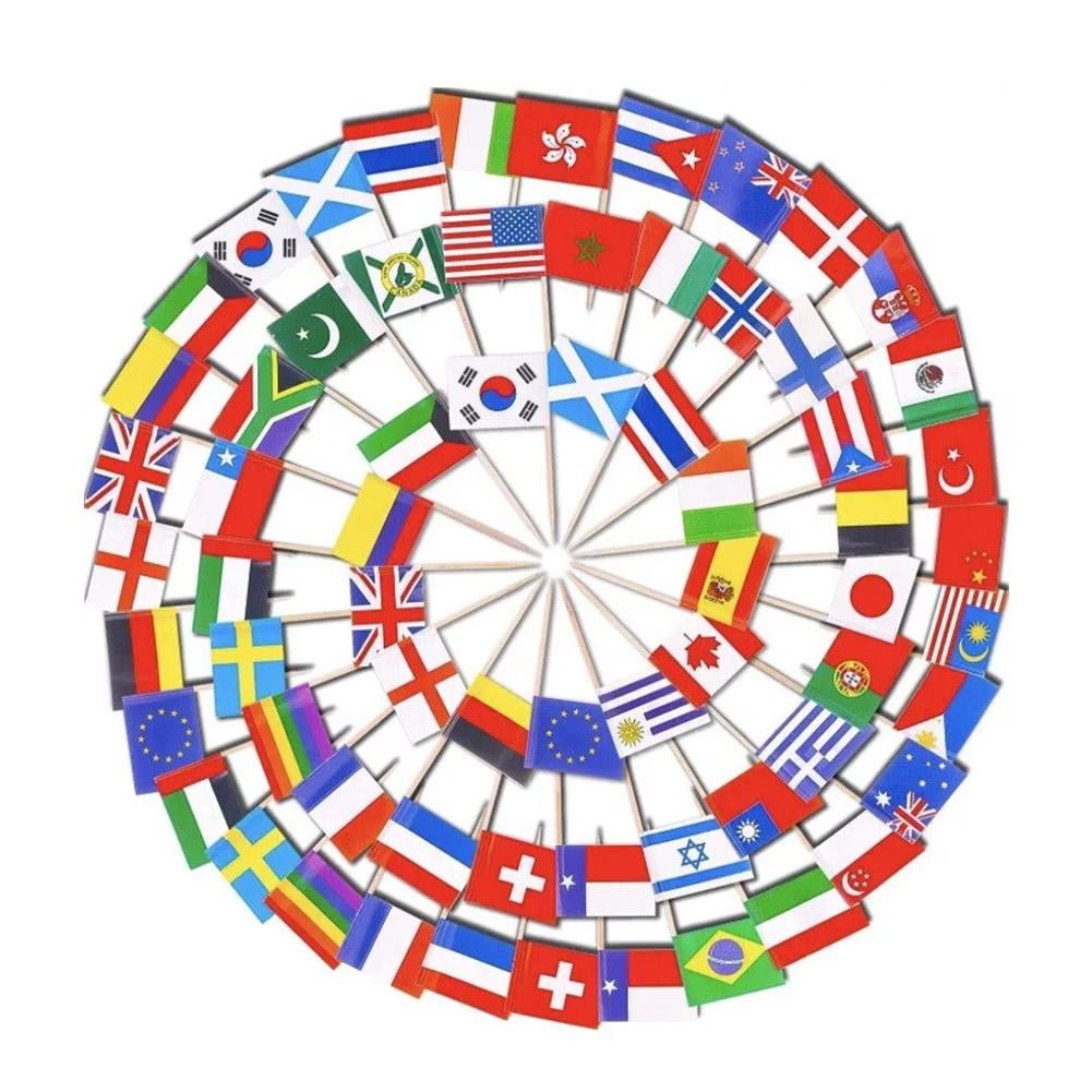 GHYJPAJK Toothpicks Pack of 100 World Flags Cocktail Sticks Et For ...