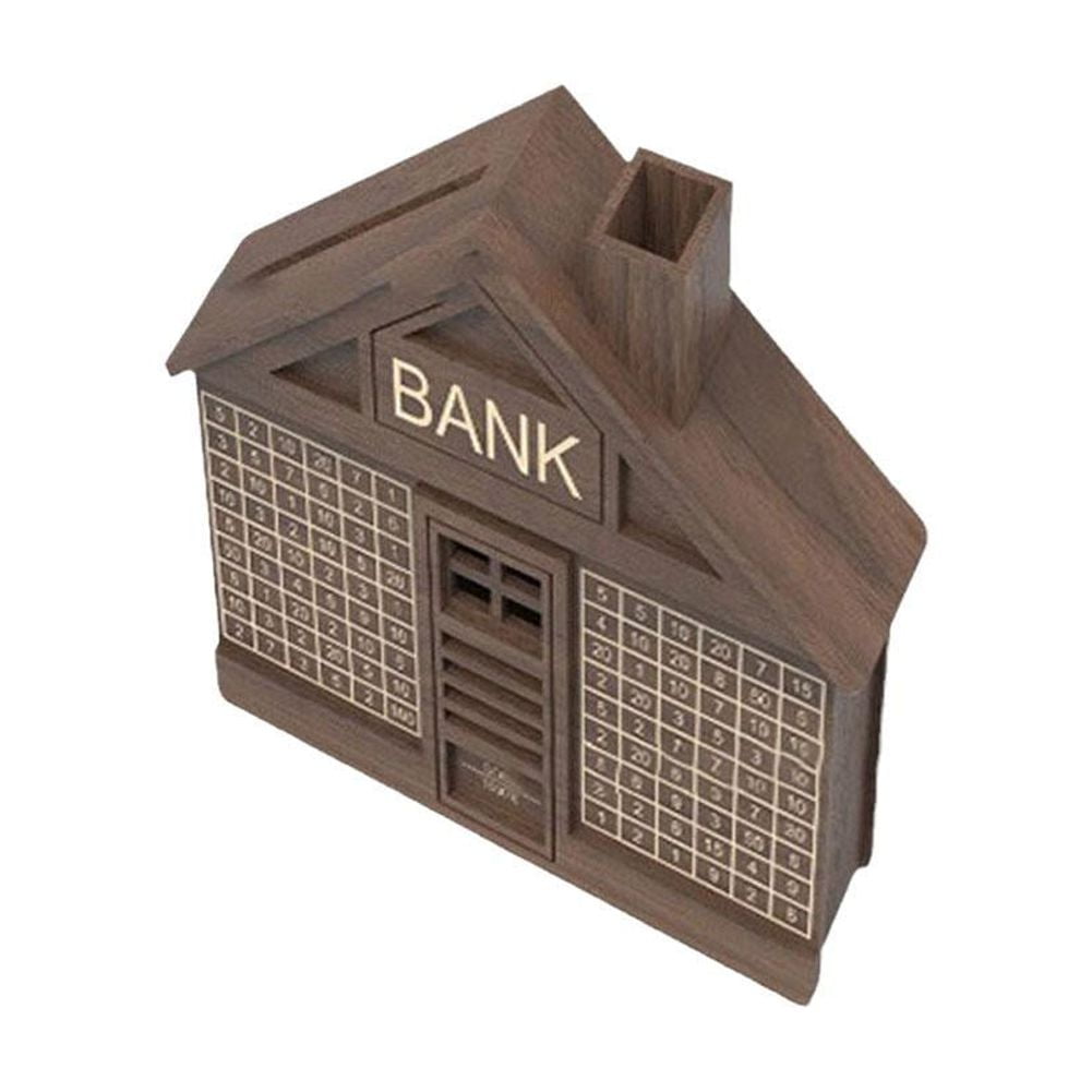 GHYJPAJK Wooden House Savings Box Reusable Vintage Money Box 2024 with ...