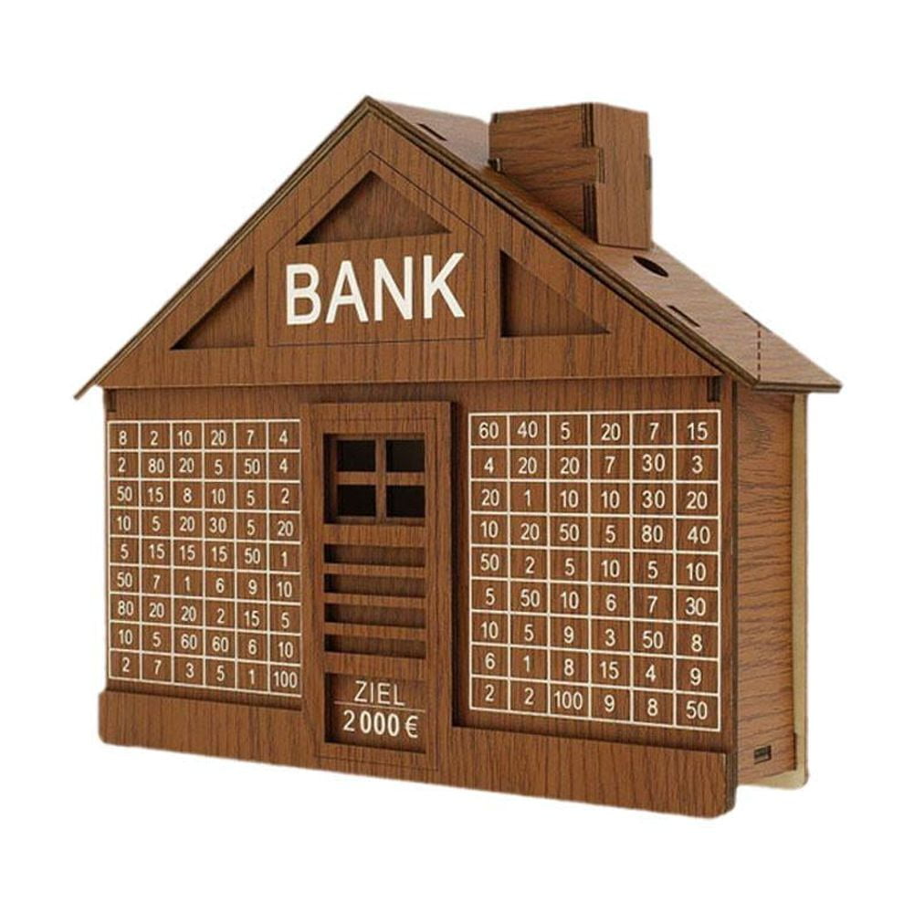 GHYJPAJK Wooden House Savings Box Reusable Vintage Money Box 2024 with ...