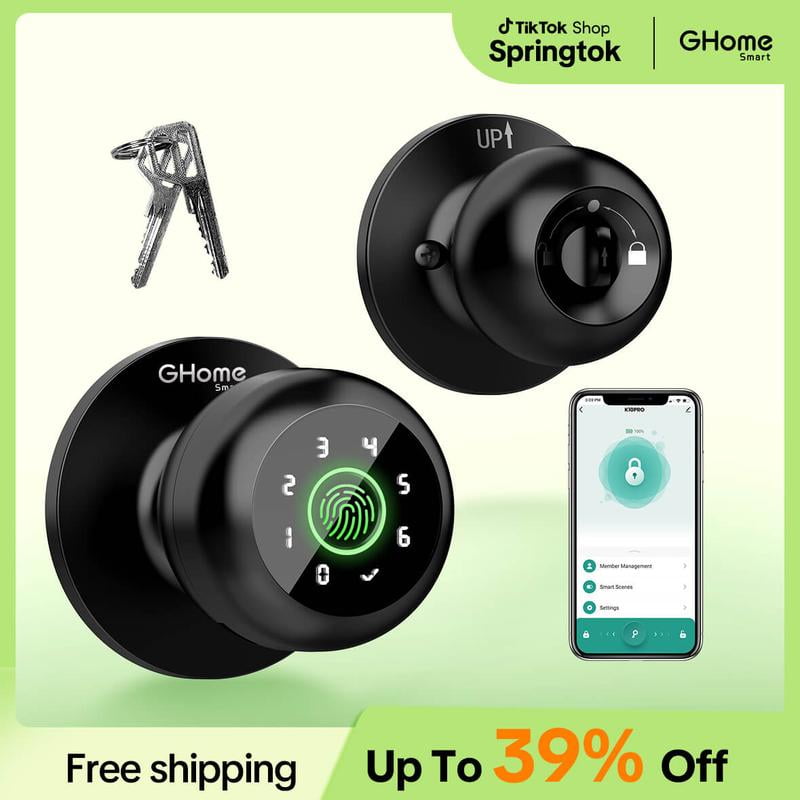 GHome Smart 4-in-1 Fingerprint door lock with Keypad, App Control and Keyless Entry Lock, Smart ...