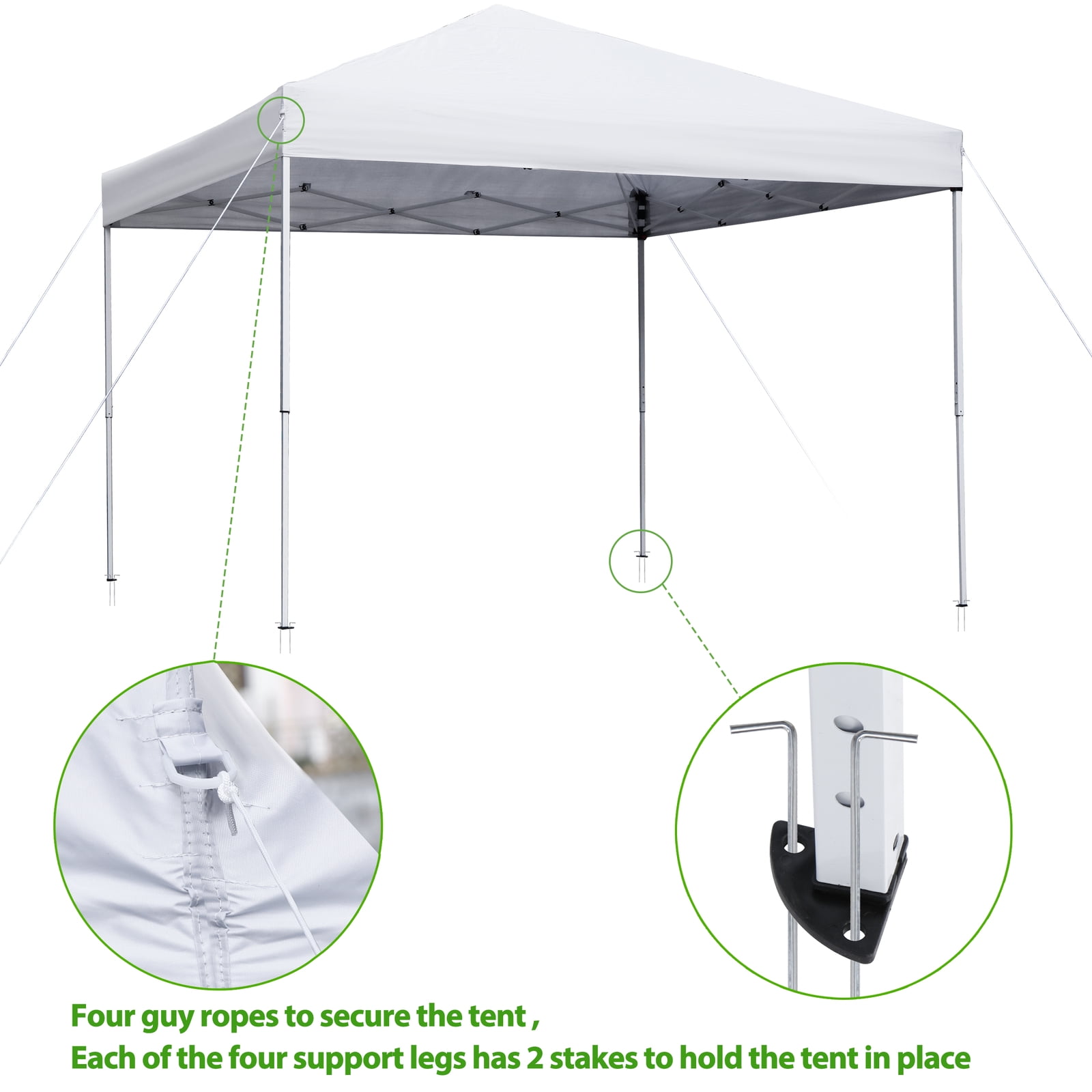 GHooa 10 x 10 FT Canopy Pop Up Party Tent Adjustable Heights with Bag ...