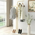 GHooa Double-pole Metal Coat Rack Gold Clothing Rack Stand with 5 Hooks ...