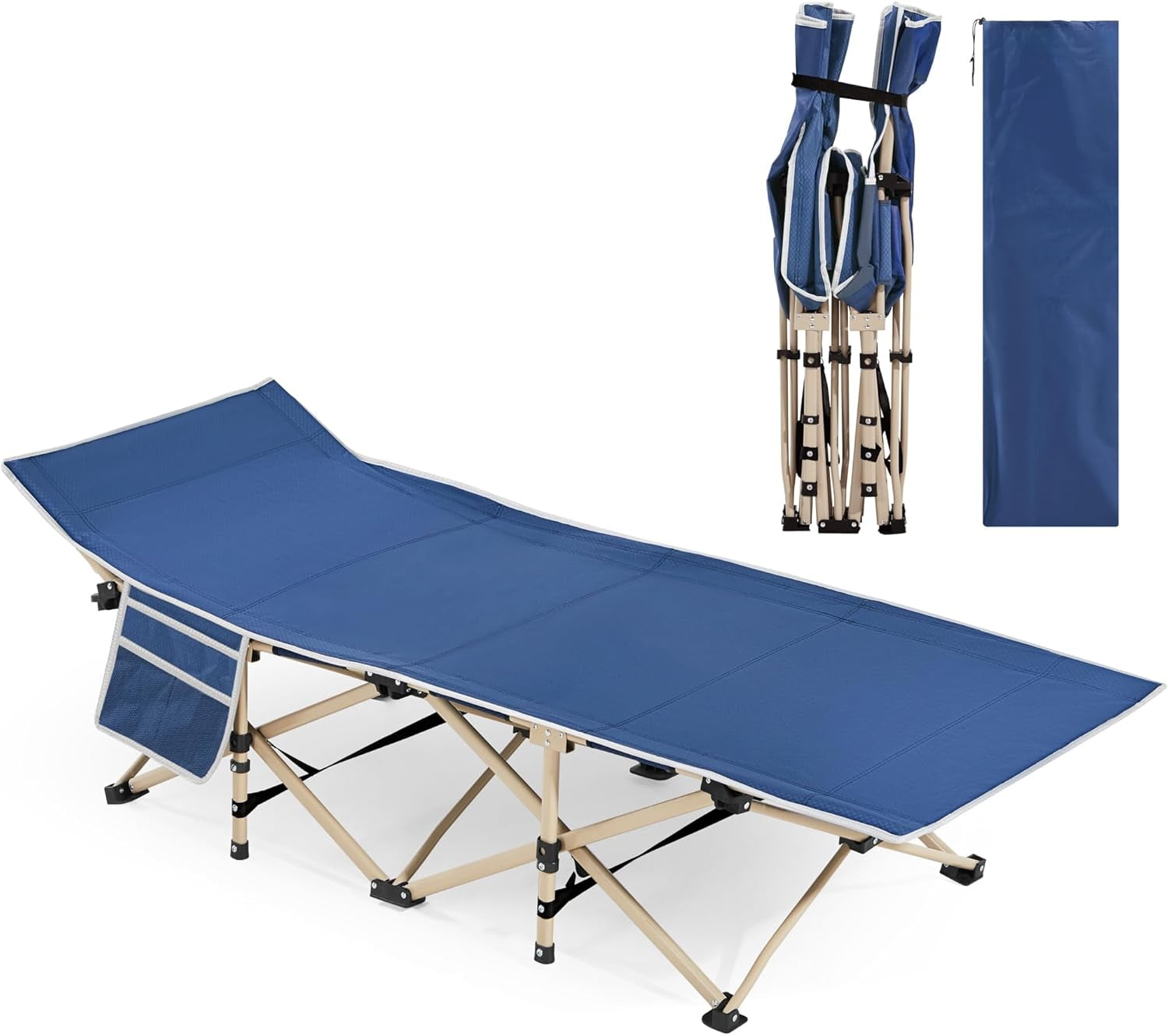 GHooa Folding Camping Cot, Portable Military Canvas Sleeping Bed ...