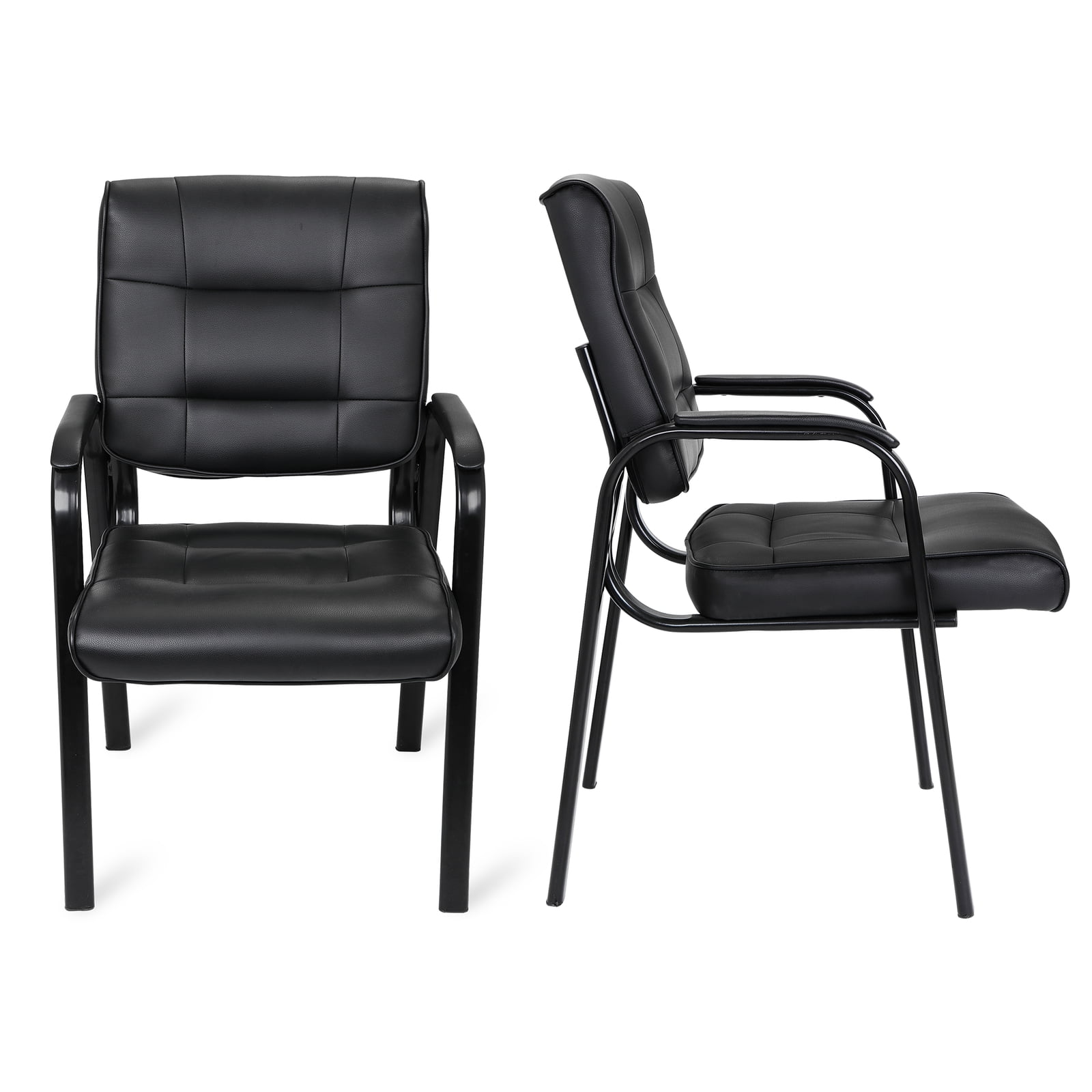 GHooa Office Guest Chair Leather Reception Wating Room Chair w/Metal ...