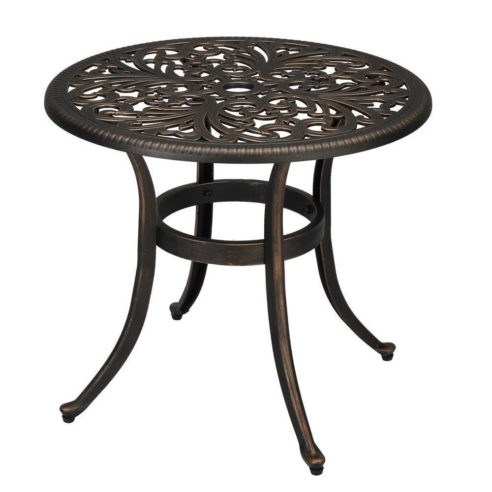 GHooa Outdoor Patio Round Dining Table Cast Aluminum All-Weather W ...