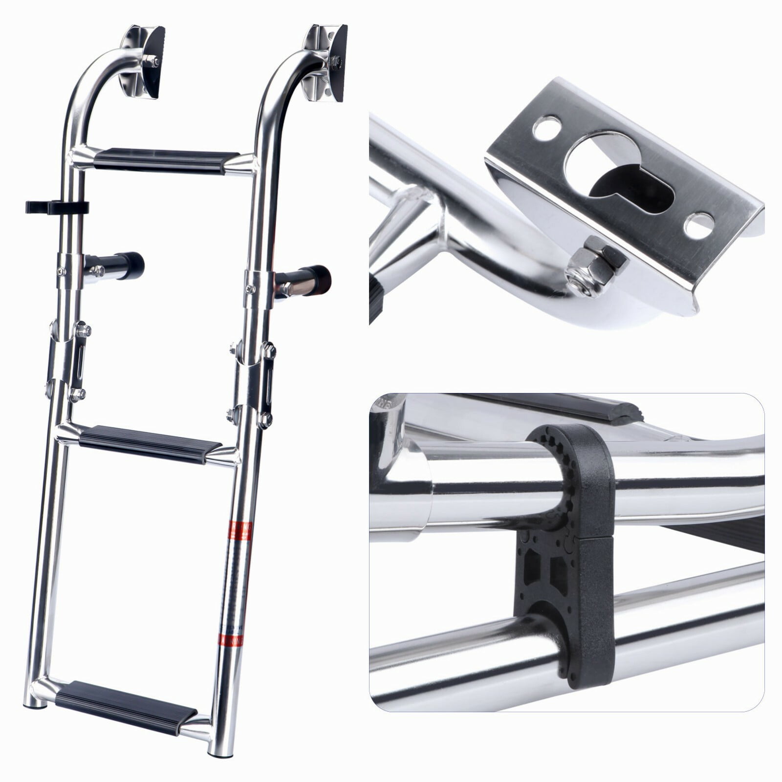 GHooa Telescopic 3 Steps Boat Ladder Stainless Steel 2+1 Steps Pontoon ...