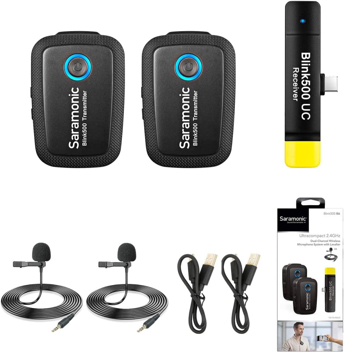 GHz 2-Person Wireless Clip-On Mic Sys w/Lavs & USB-C Receiver for ...