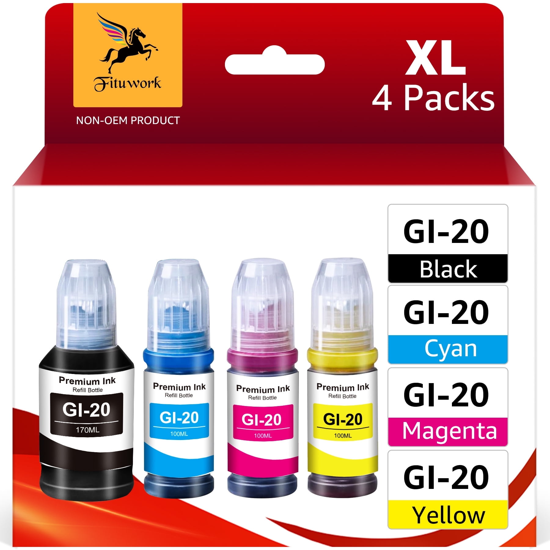 GI 20 Dye Ink Compatible for Canon GI-20 GI20 Ink Bottles Refills Kit ...