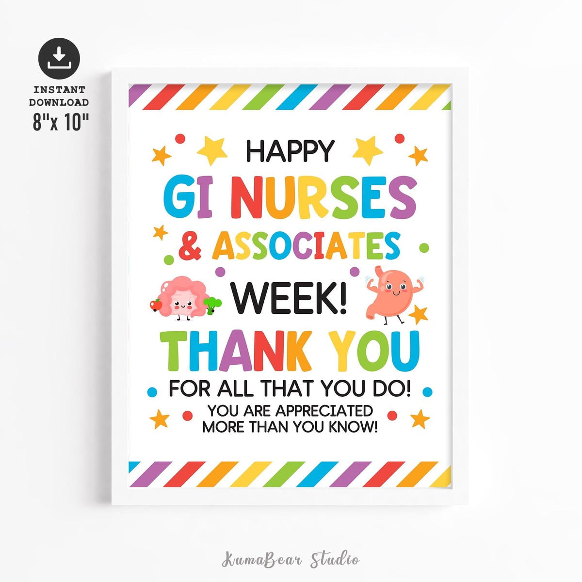 GI Nurses and Associates Week Sign Printable, GI Nurses Week Poster, GI ...