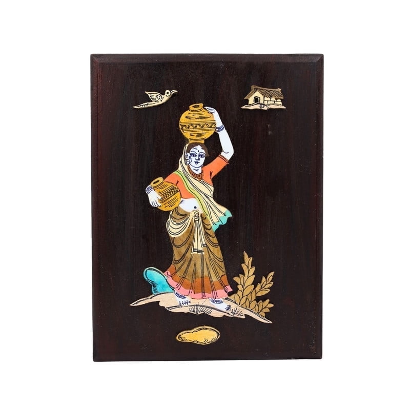 GI-Tagged Mysore Inlay Painting – Woman with Deer | Serene Village ...