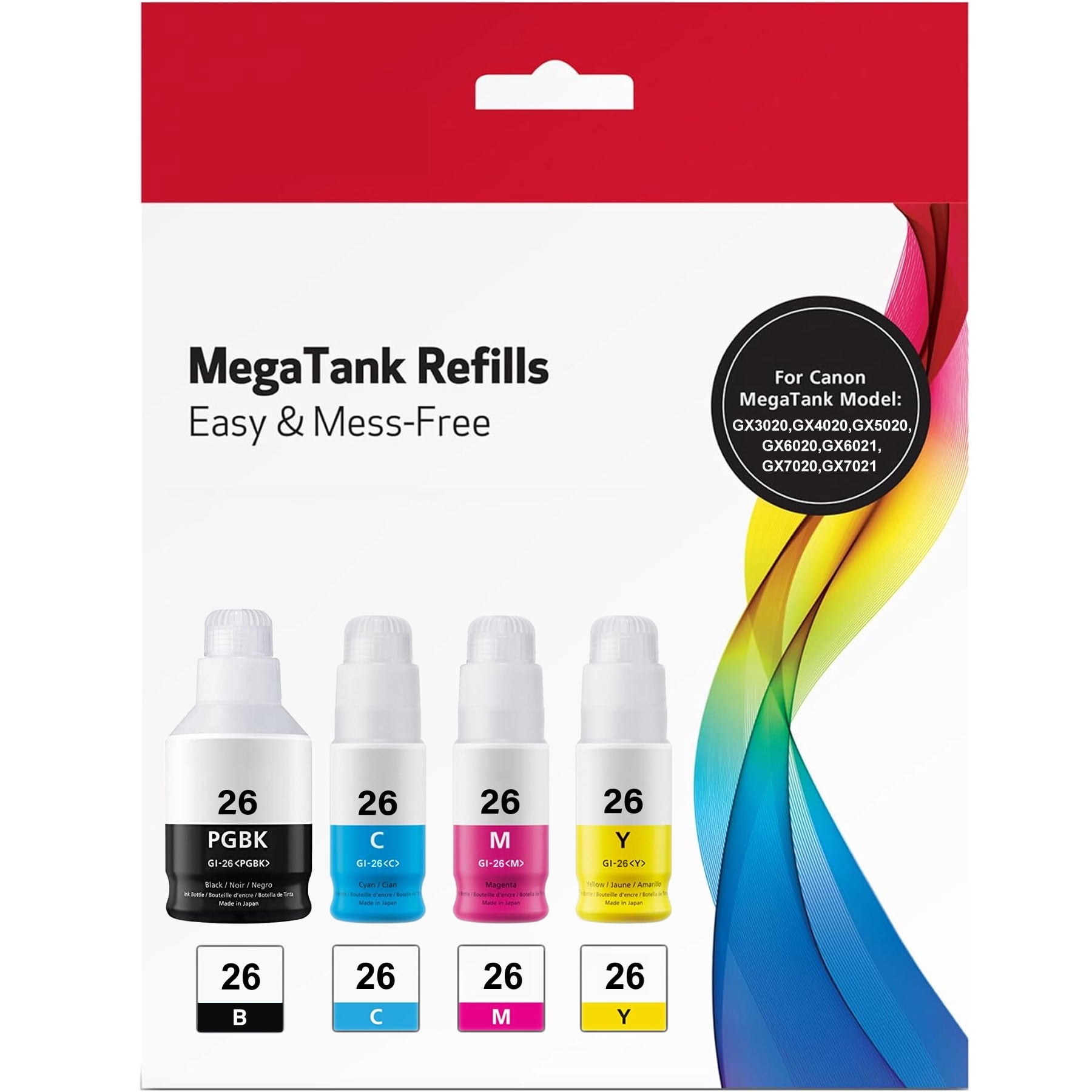 GI26 Ink Bottle Compatible for Canon GI26 GI-26 BK GI-26BK GI-26C GI ...