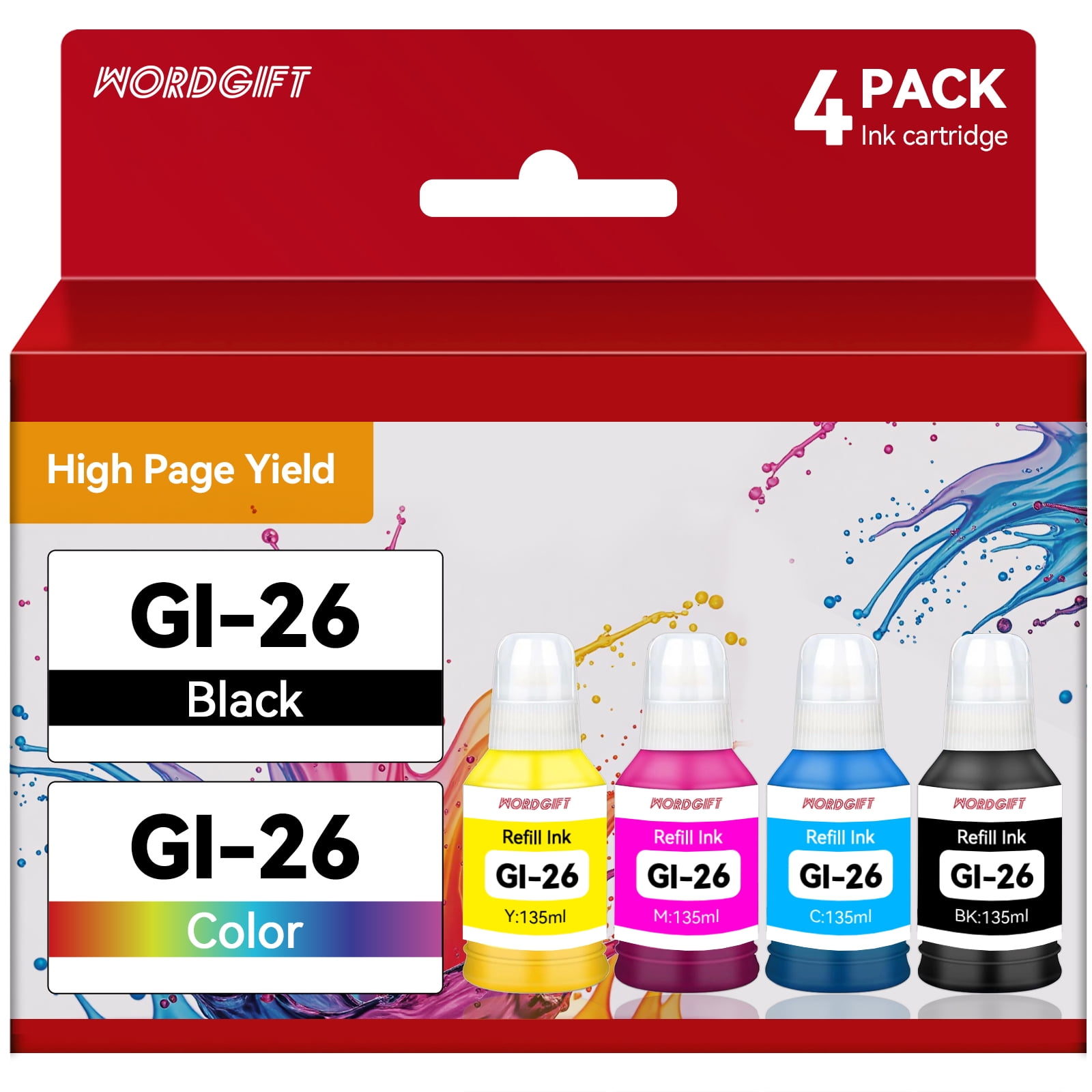 GI26 Ink Bottle Compatible for Canon GI26 GI-26 BK GI-26BK GI-26C GI ...