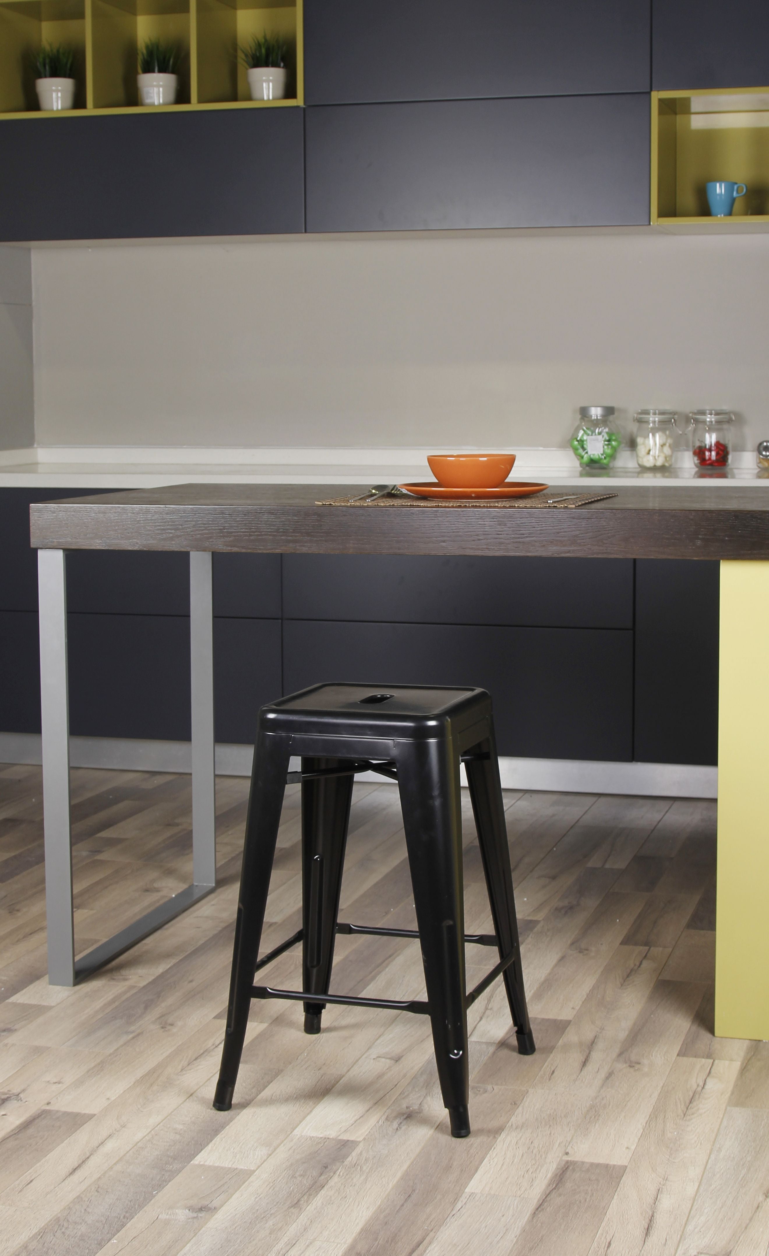 GIA Design Group 24 Inch Backless Stackable Metal Bar Stool, Black ...