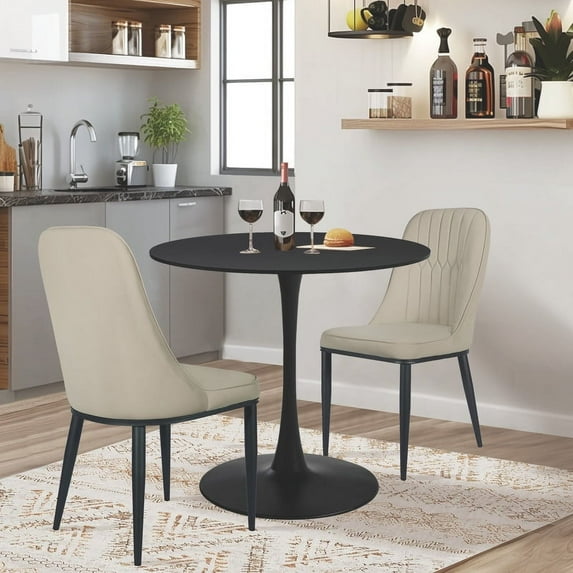 GIA Design Group 3 Piece Kitchen Table Set,Black Tulip Table Mid ...