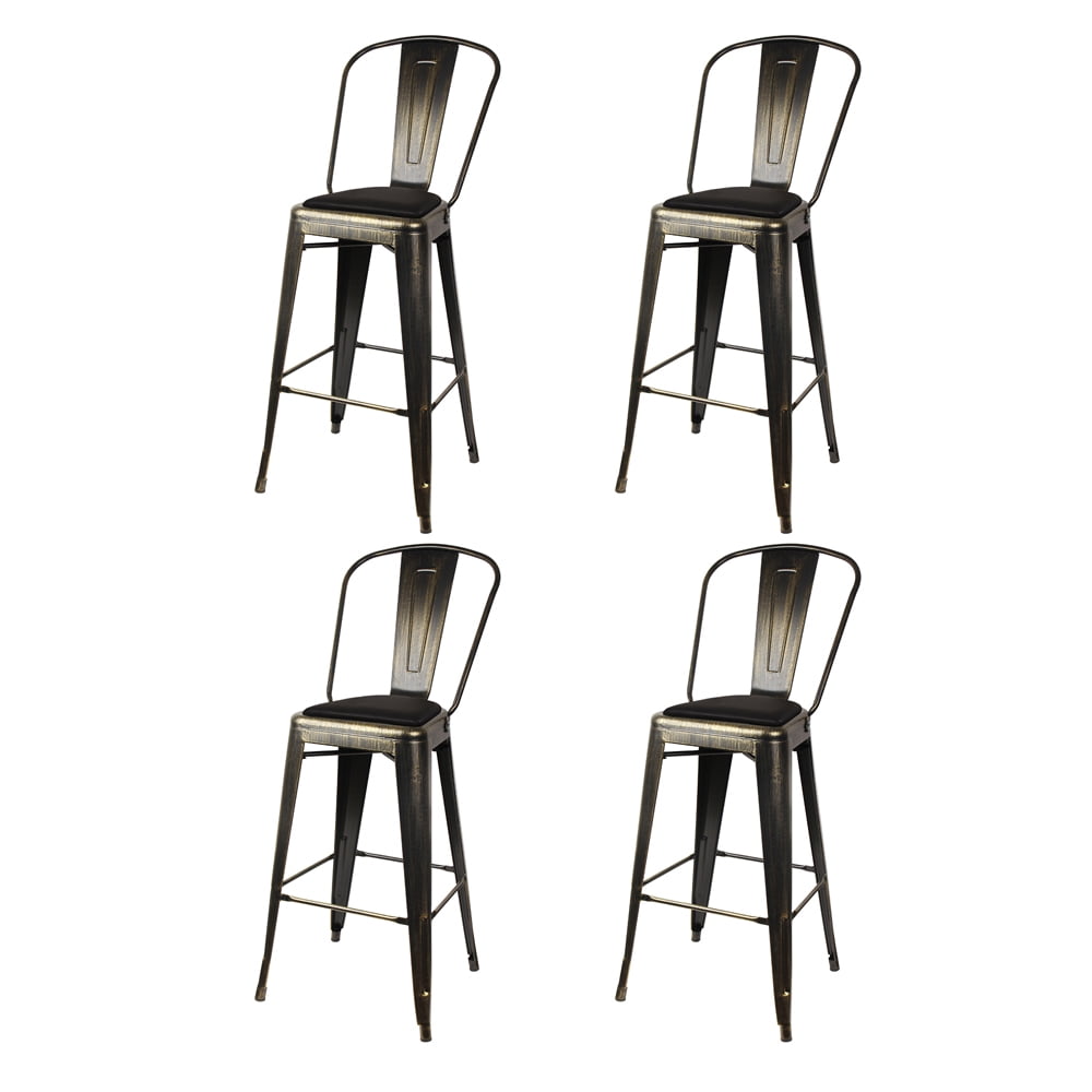 GIA Design Group 30 Inch Antique Black High Back Bar Stools Set of 4 ...