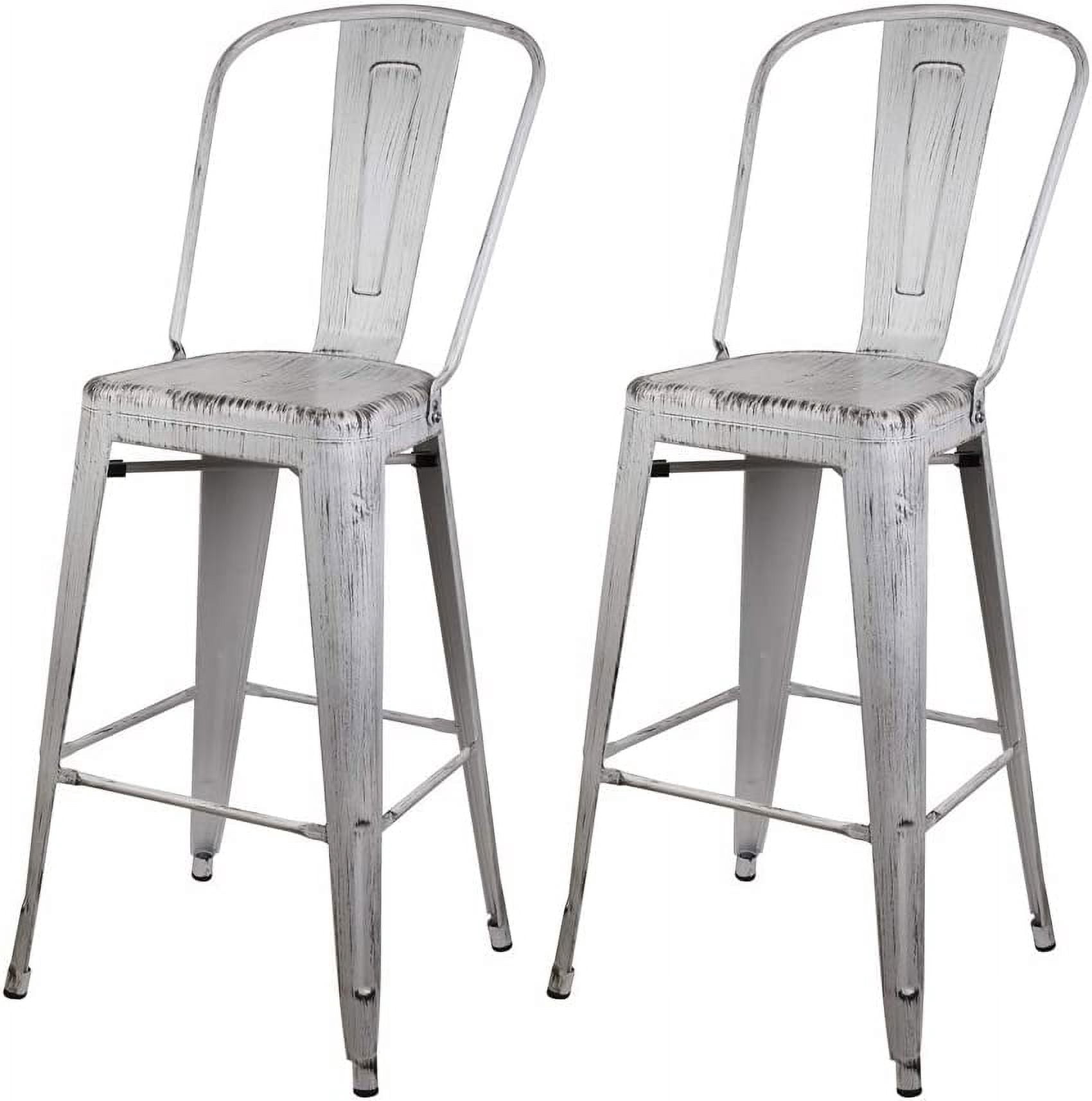 GIA Design Group 30 Inch Antique White High Back Bar Stools Set of 2 ...