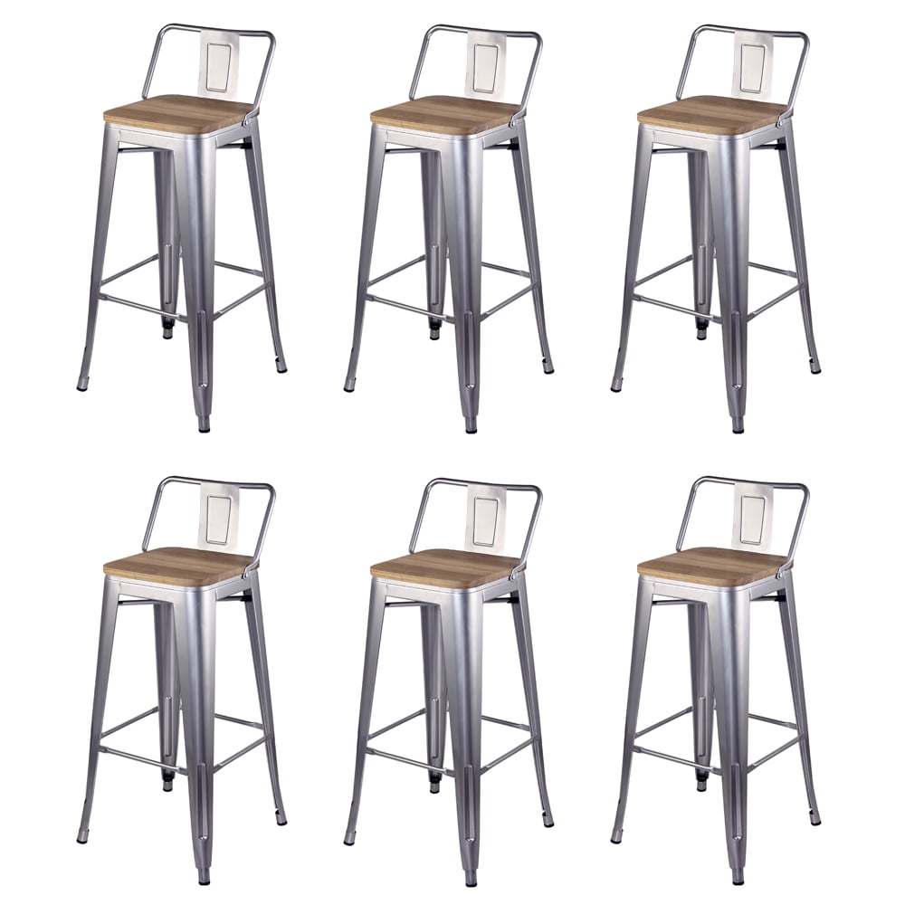 GIA Design Group 30 Inch Silver Low Back Counter Height Metal Bar ...