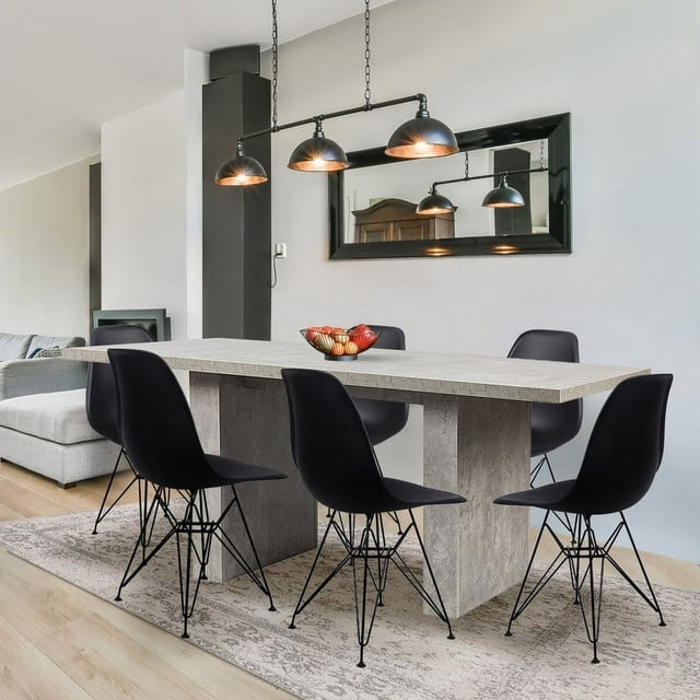 GIA Design Group 7 Piece Kitchen Table Set,Cement Rectangle Dining ...