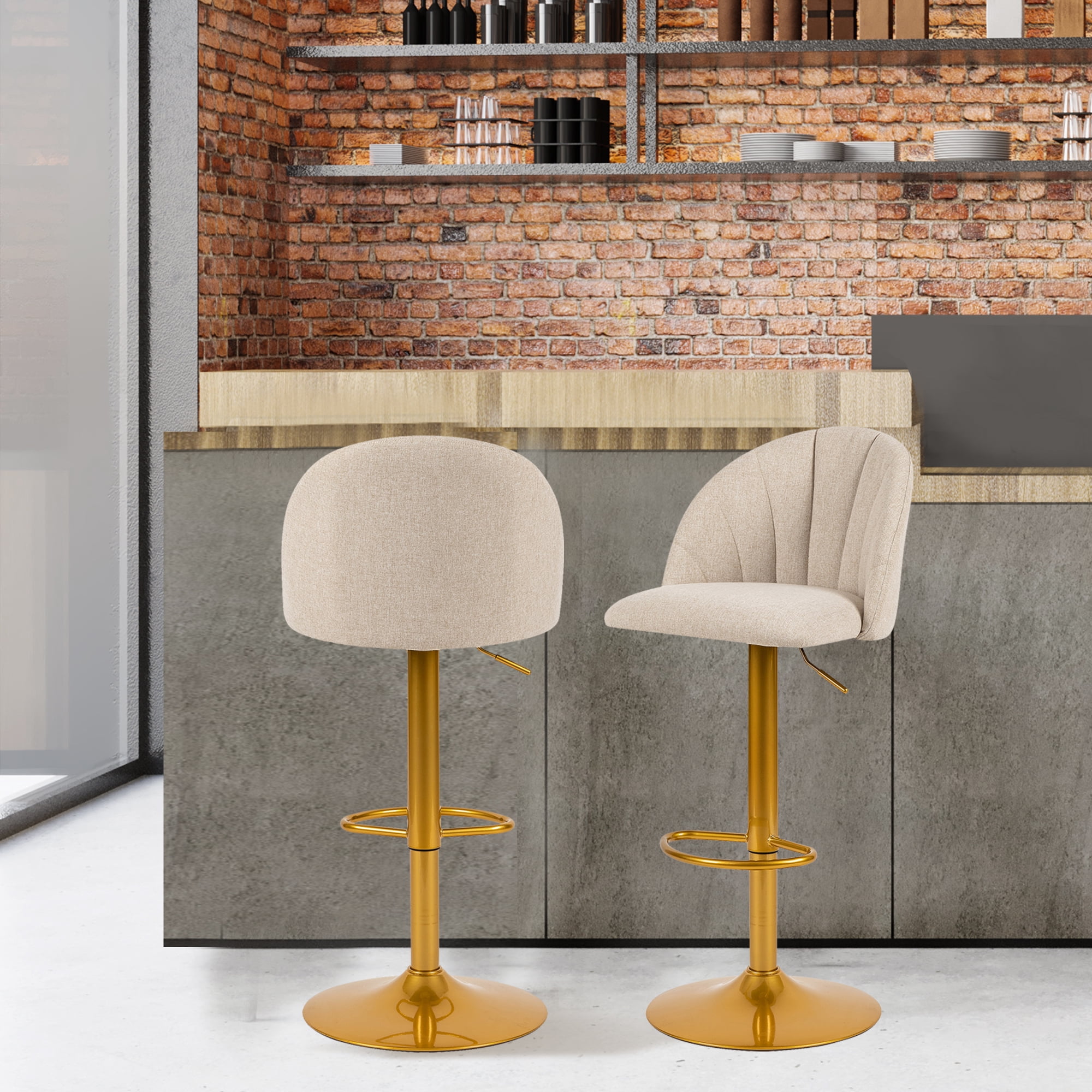 GIA Design Group Linen Swivel Counter Height Bar Stools Set of 2 ...