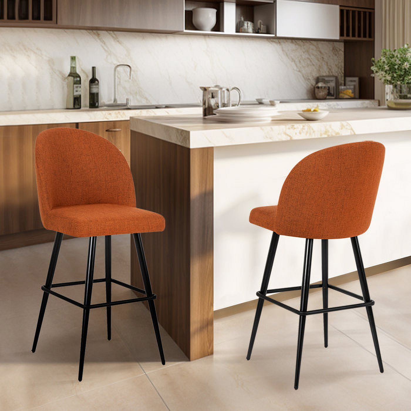 GIA Design Group Modern Linen Counter Height Bar Stools Set of 2 with ...