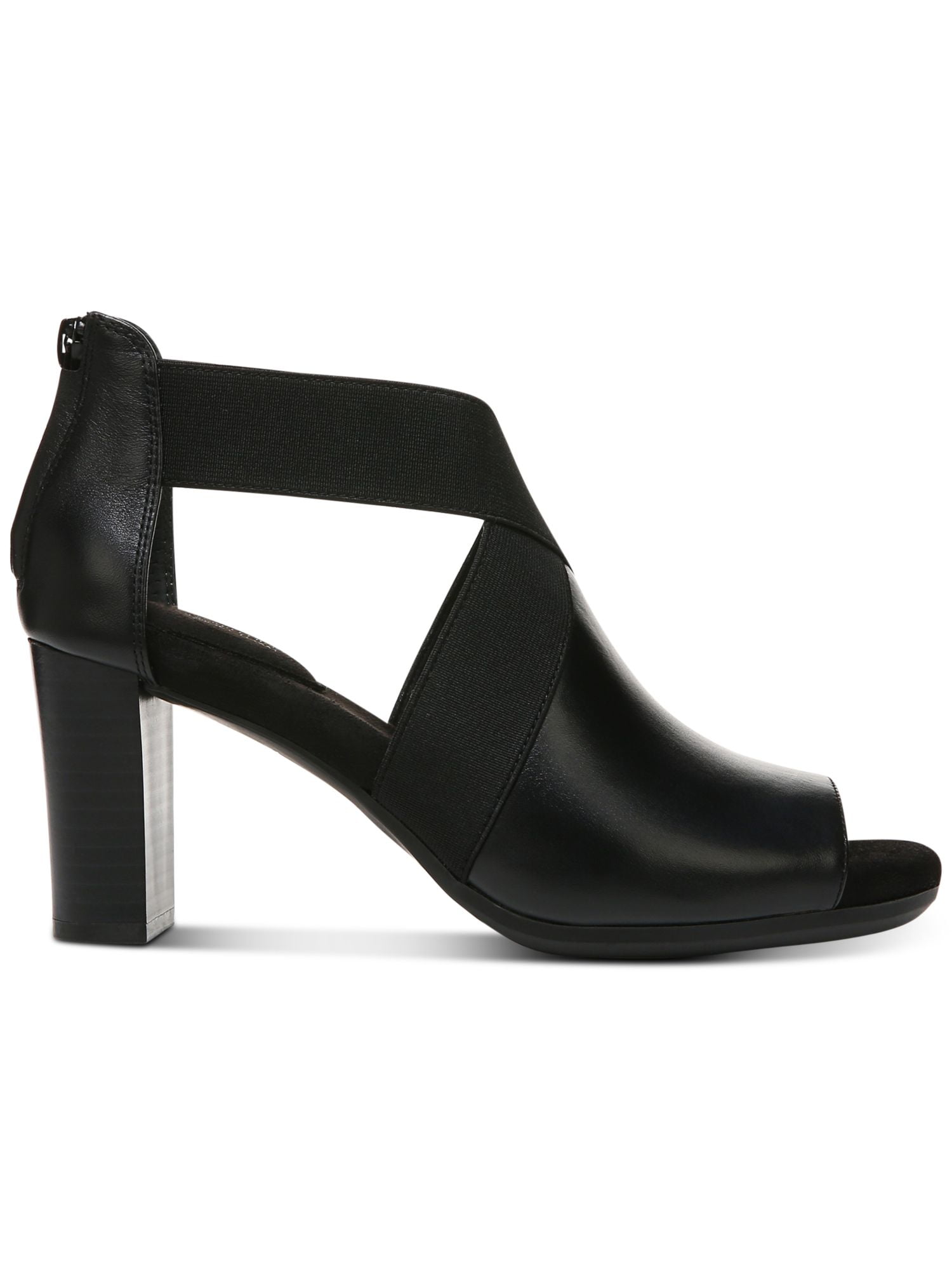 GIANI BERNINI Womens Black Stretch Averie Peep Toe Stacked Heel Zip-Up ...