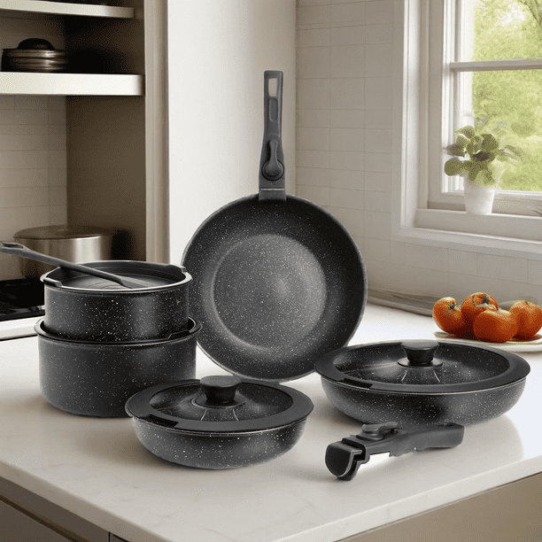 GIANNA 12 Pcs Stackable Pots and Pans Set Nonstick - Kitchen Cookware ...
