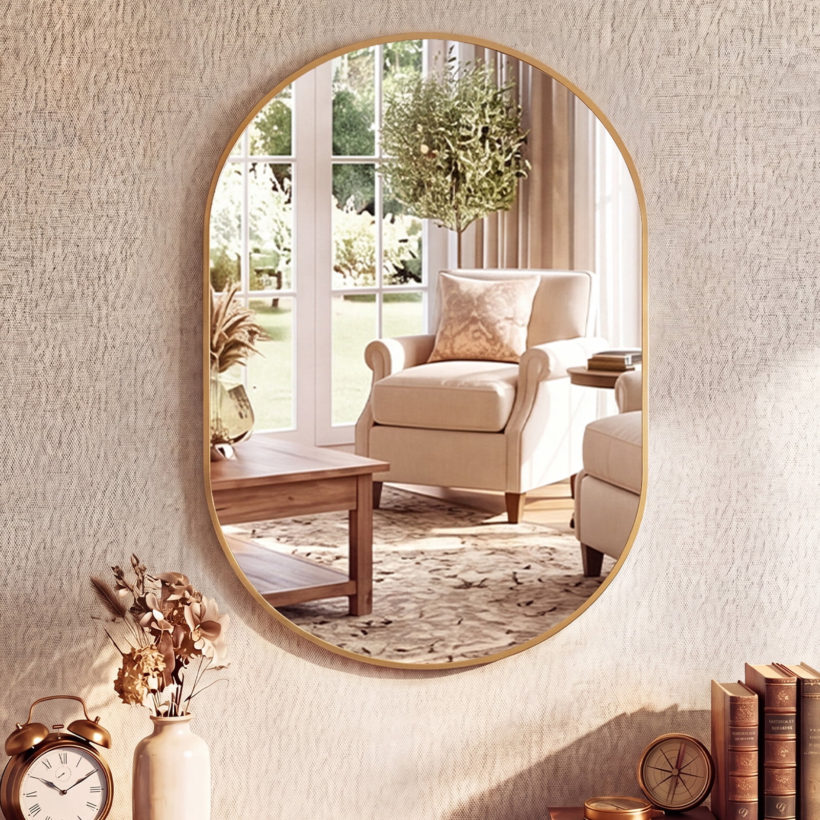 GIANNA 20"x30" Oval Bathroom Mirror – Metal Frame, Elliptical Wall ...