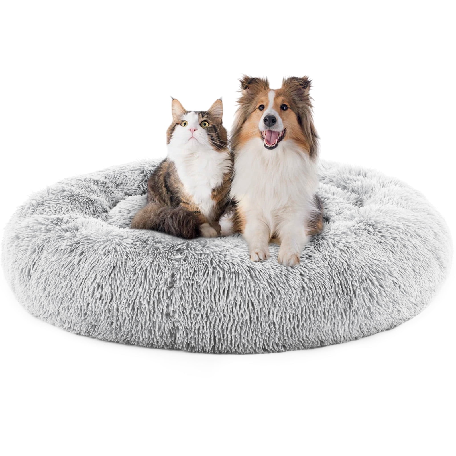 GIANNA 24 Inch Calming Donut Dog & Cat Bed, Machine Washable Cuddle ...