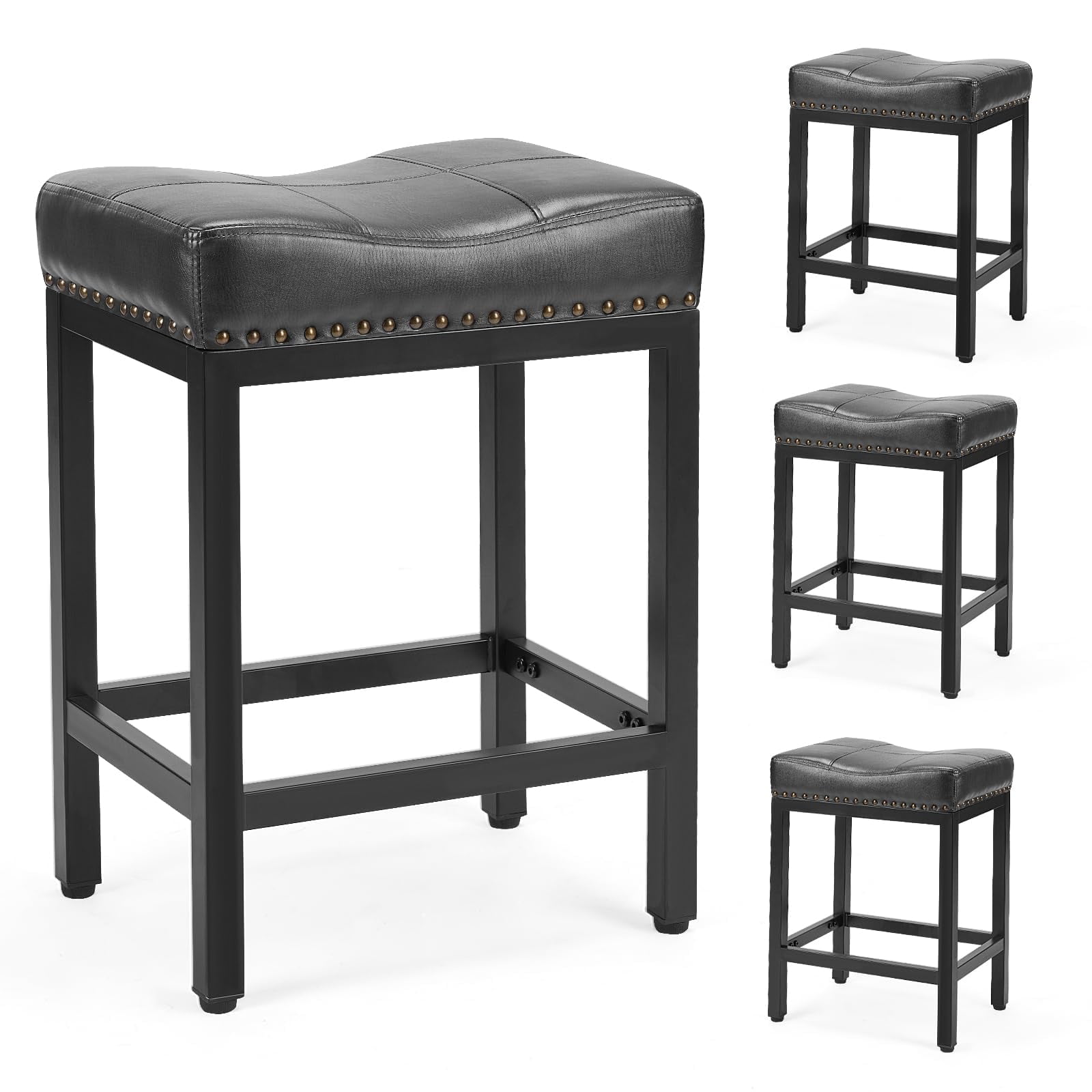 JOINSUN 24 inch Bar Stools Set of 4, Upholstered Modern Counter Height ...
