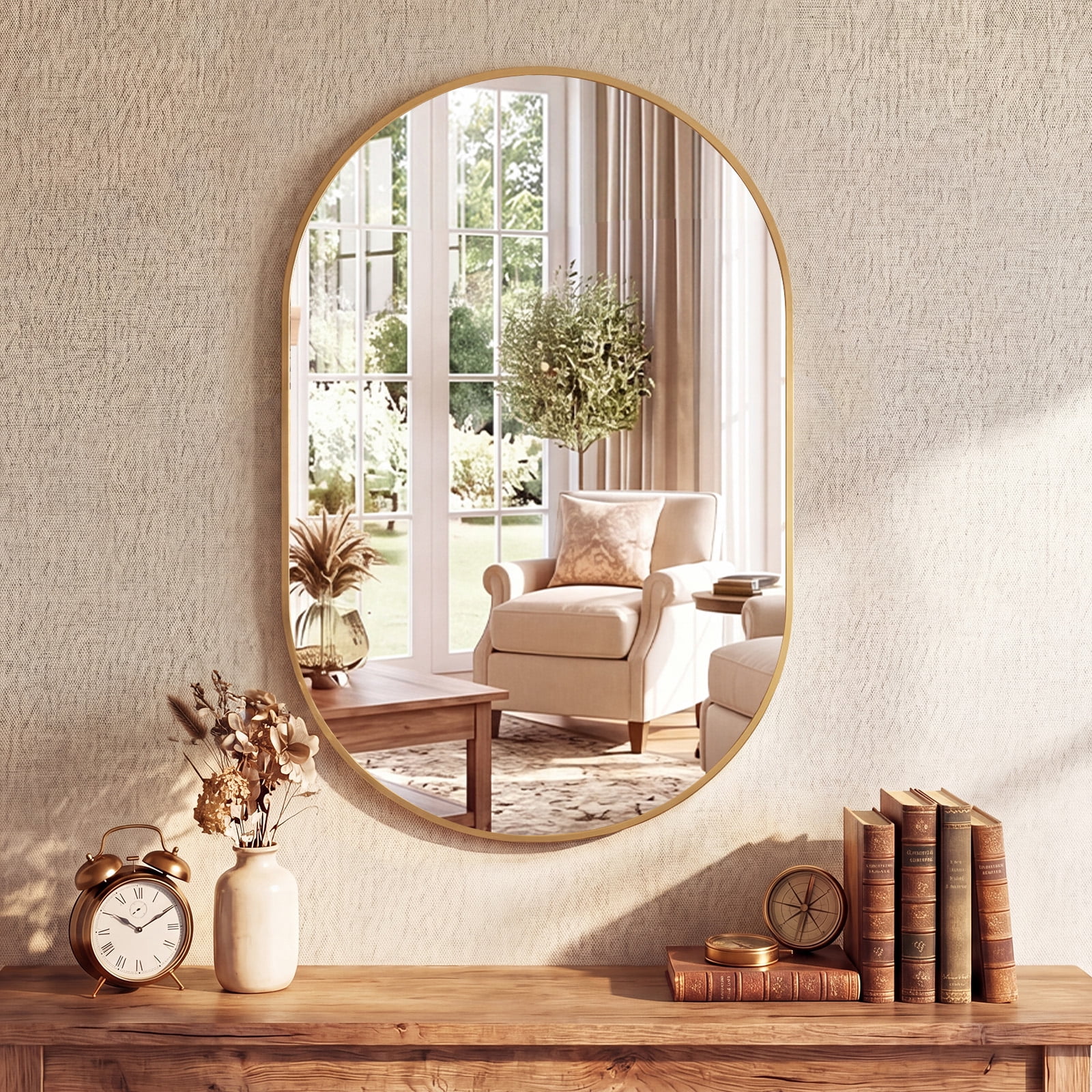 GIANNA 24"x36" Oval Bathroom Mirror – Metal Frame, Elliptical Wall ...