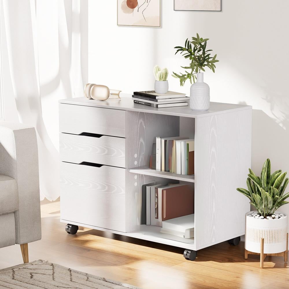 CONCETTA 3 Drawer File Cabinet with Wheels, Rolling Wood Printer Stand ...