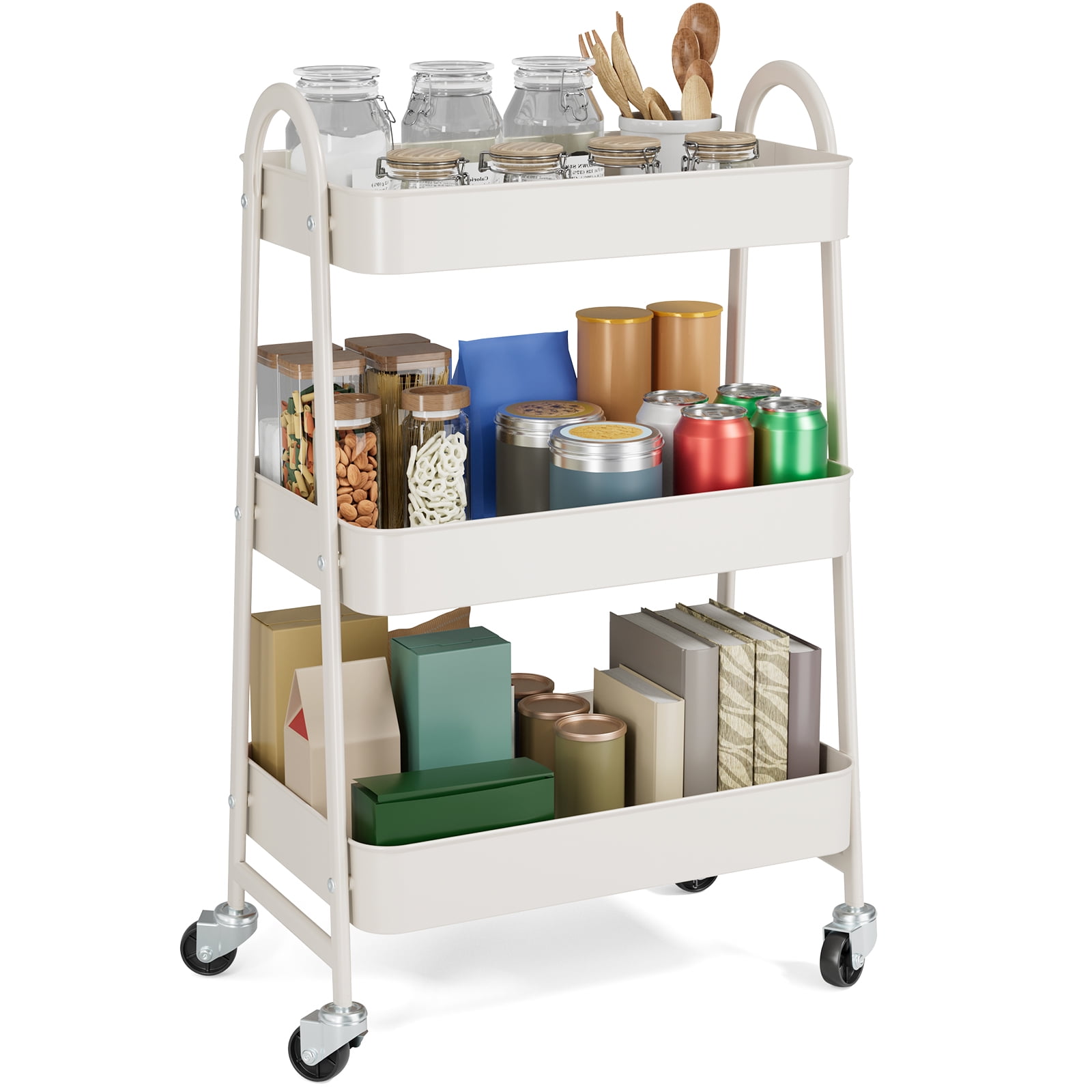 GIANNA 3 Tier Rolling Cart Organizer, Plastic Rolling Cart with ...