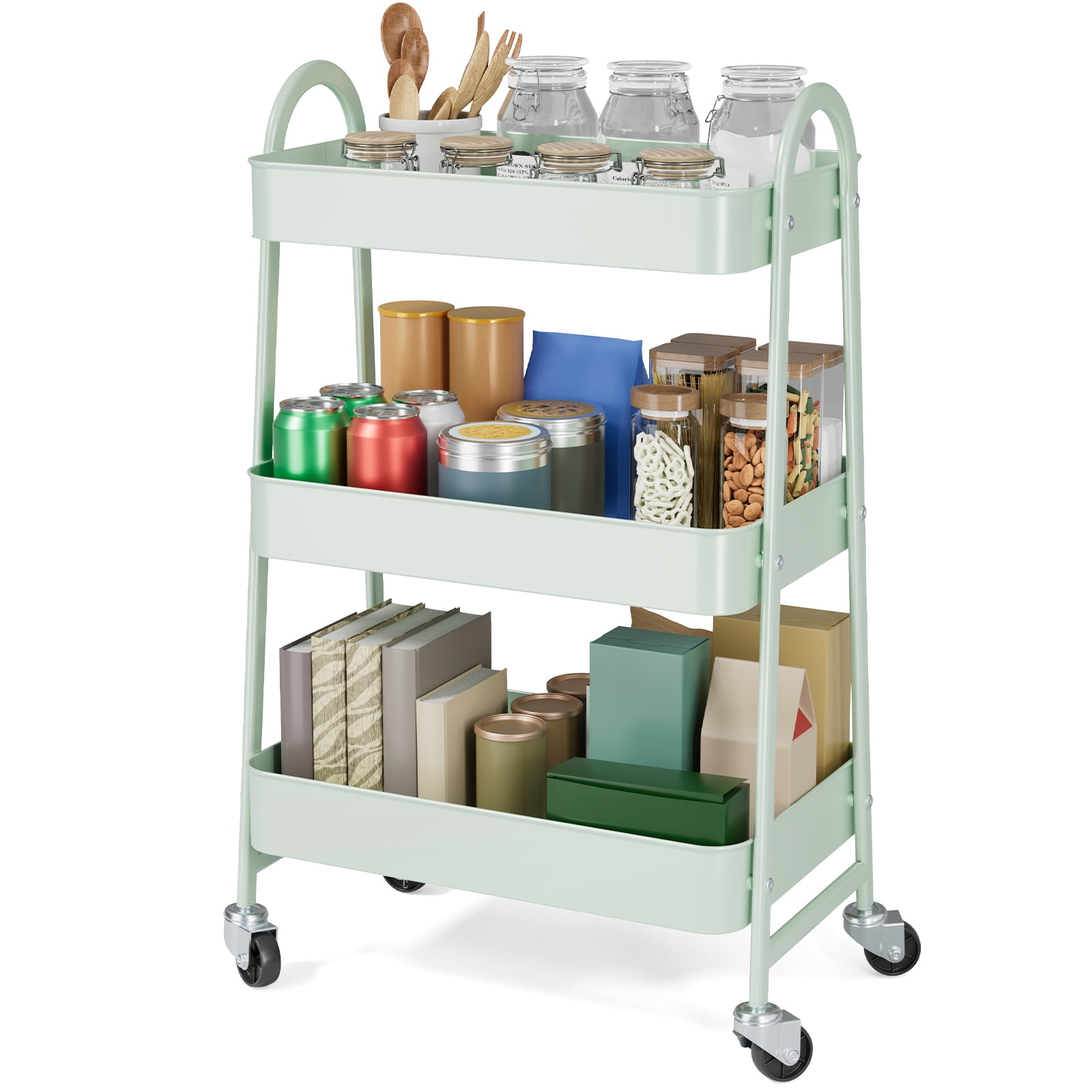 GIANNA 3 Tier Rolling Cart Organizer, Plastic Rolling Cart with ...