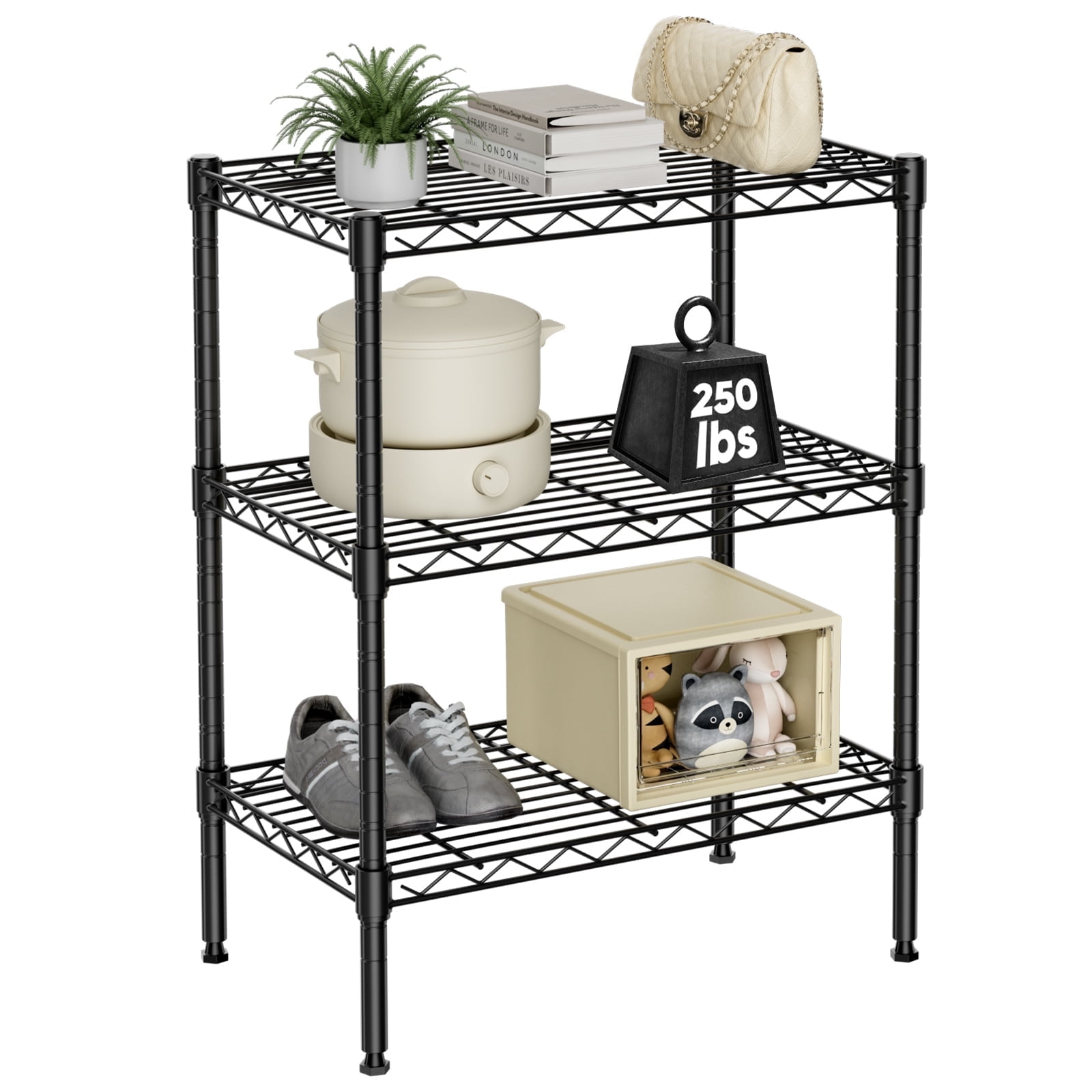 CONCETTA 3-Tier Storage Shelves, Adjustable Wire Shelving Unit for ...