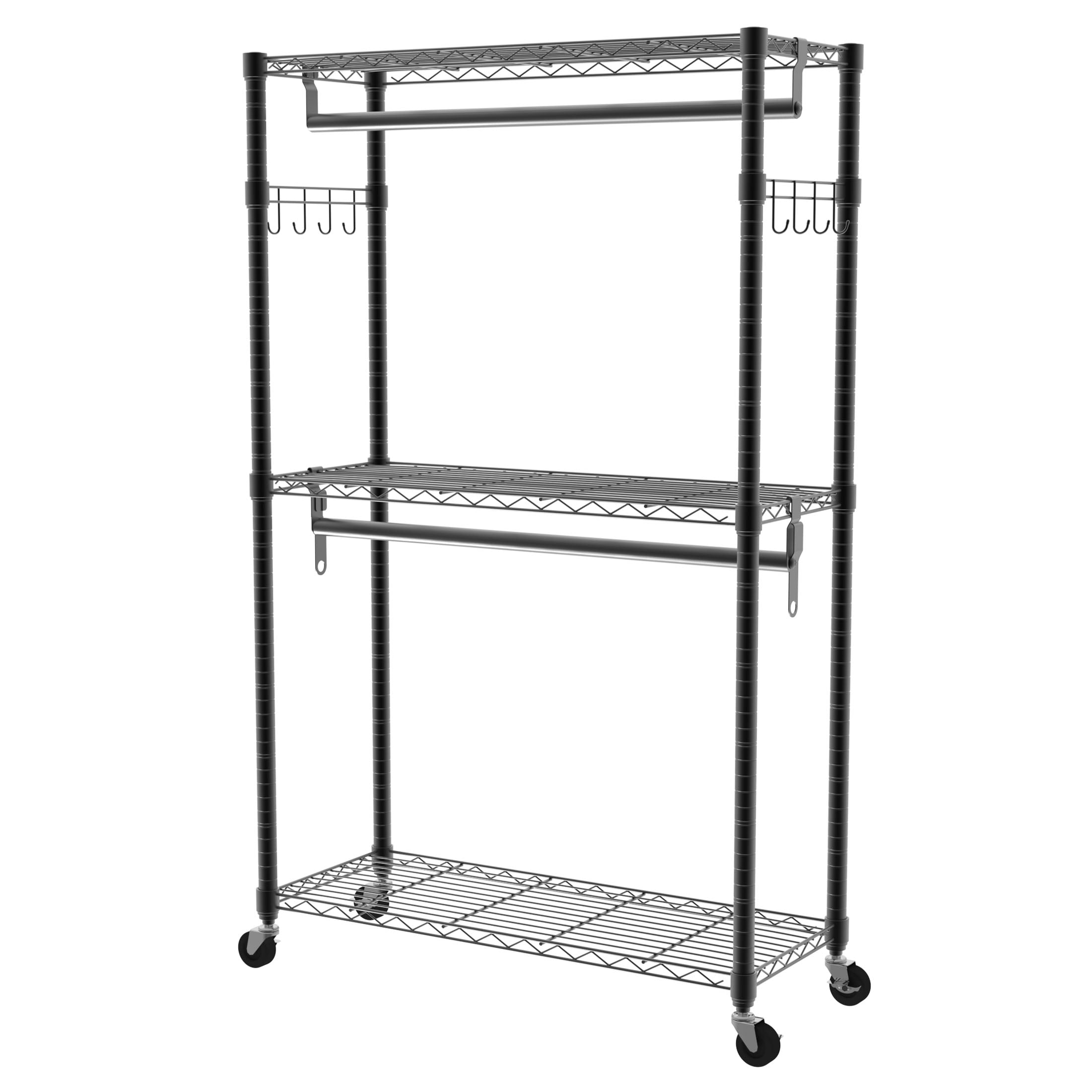 CONCETTA 3 Tiers Rolling Clothes Rack ,Adjustable Cable Hanger with ...