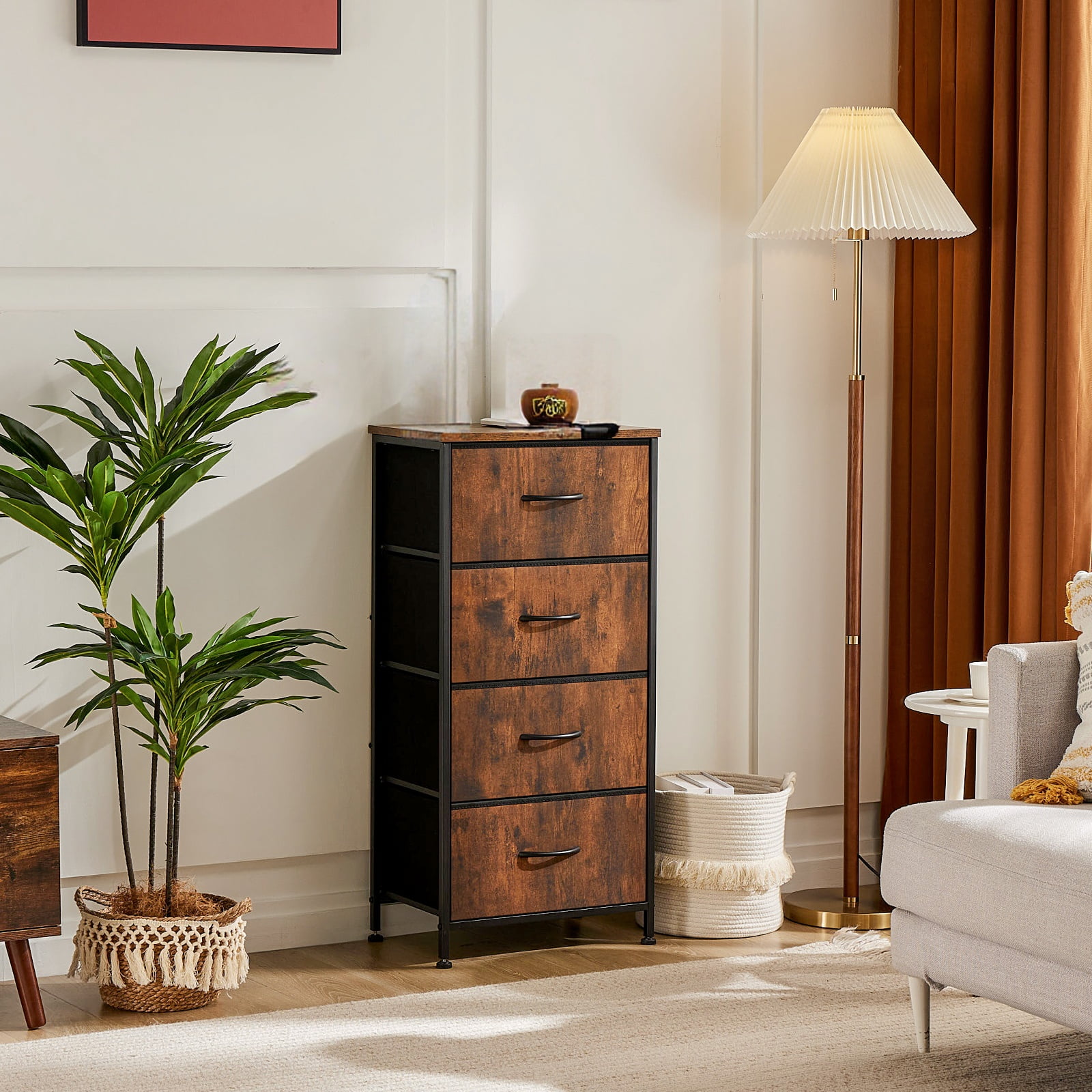 Free Shipping! Gianna 4 Drawer Dresser Tall Chest Organizer with Fabric ...