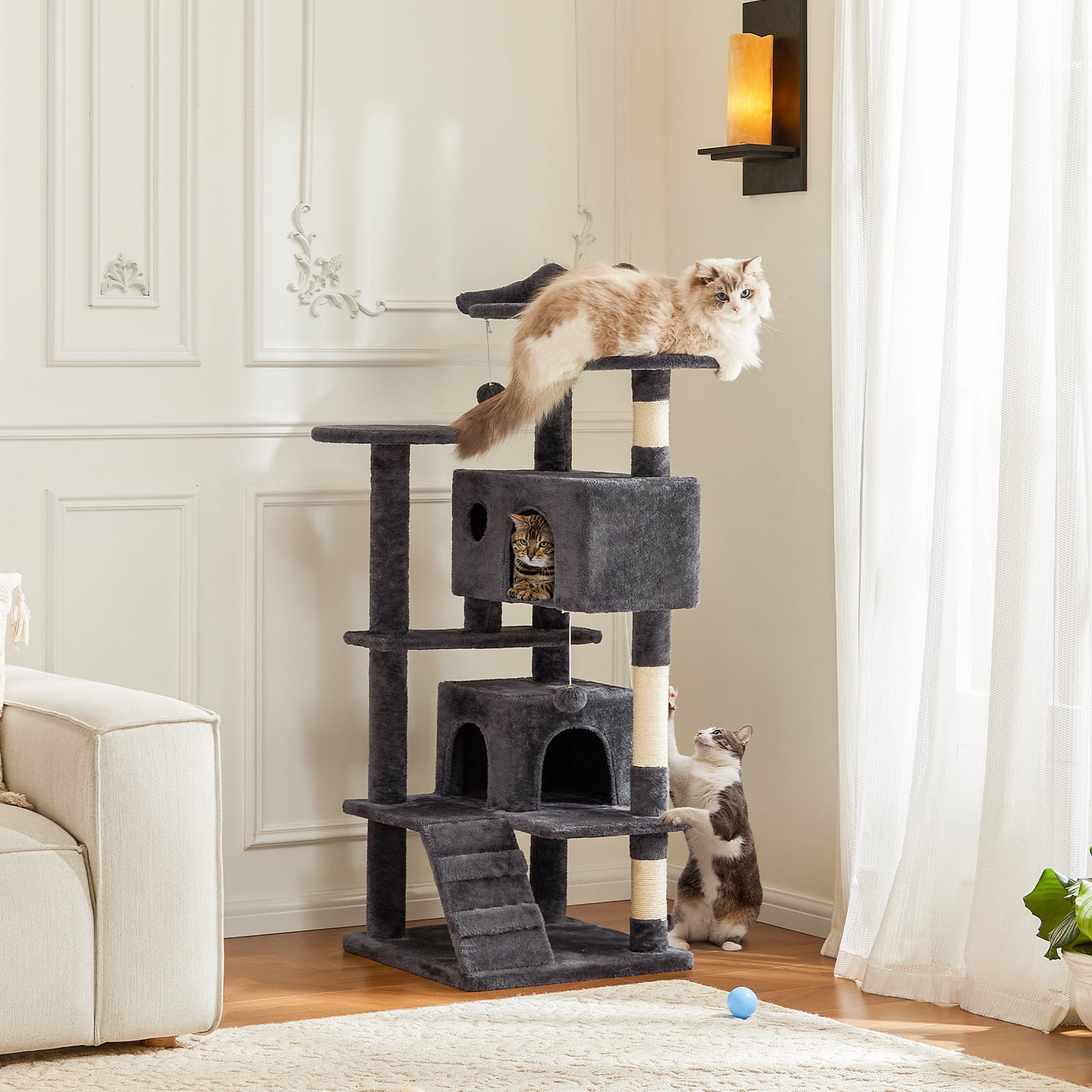 GIANNA 54-Inch Cat Tower with Large Condo, Climbing Ladder, and More ...