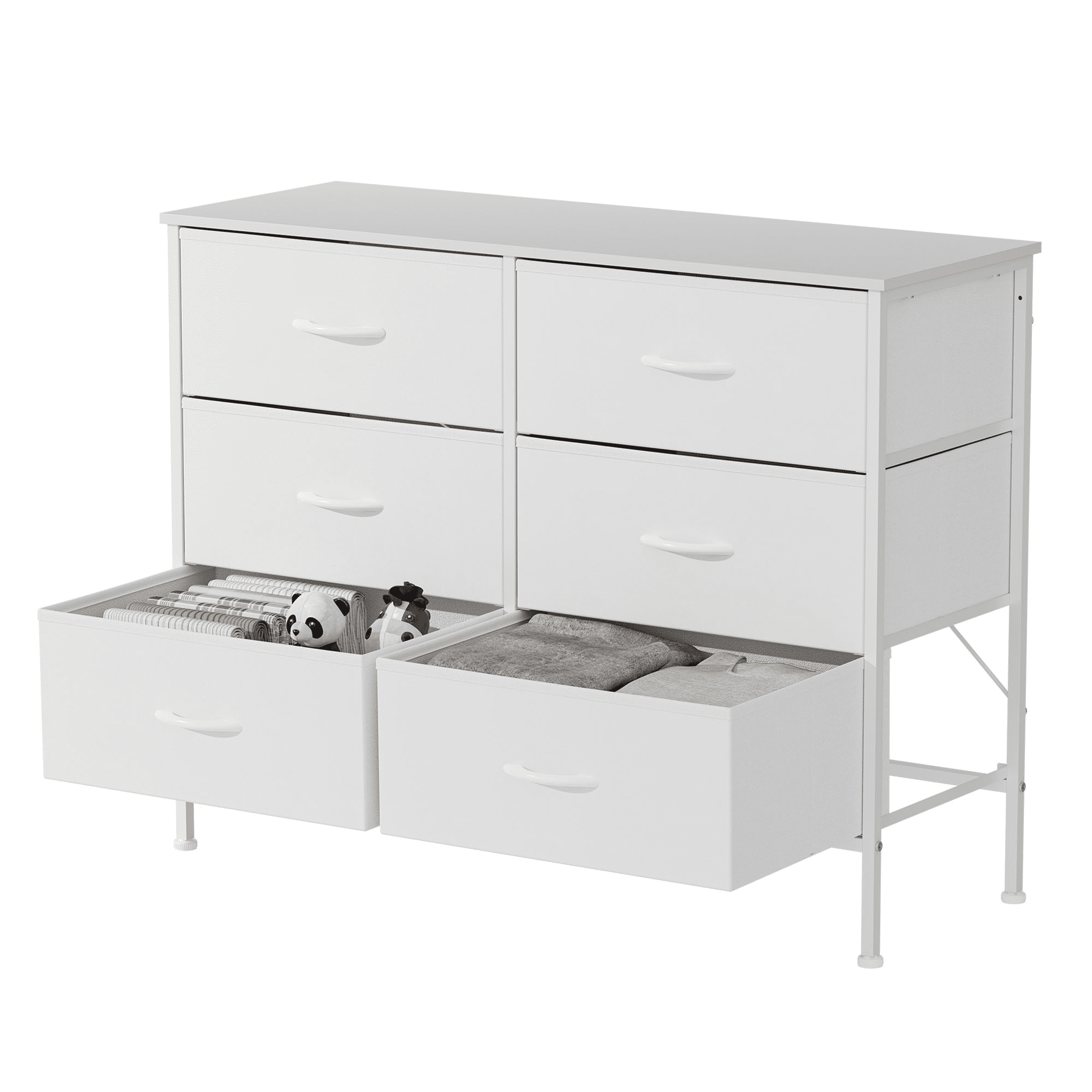 CONCETTA 6 Drawer Dresser for Bedroom, Tall Chest Organizer with Fabric ...