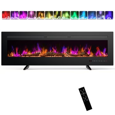 Auseo 42 inch Wall Mounted Electric Fireplace with Remote, Ultra-thin ...