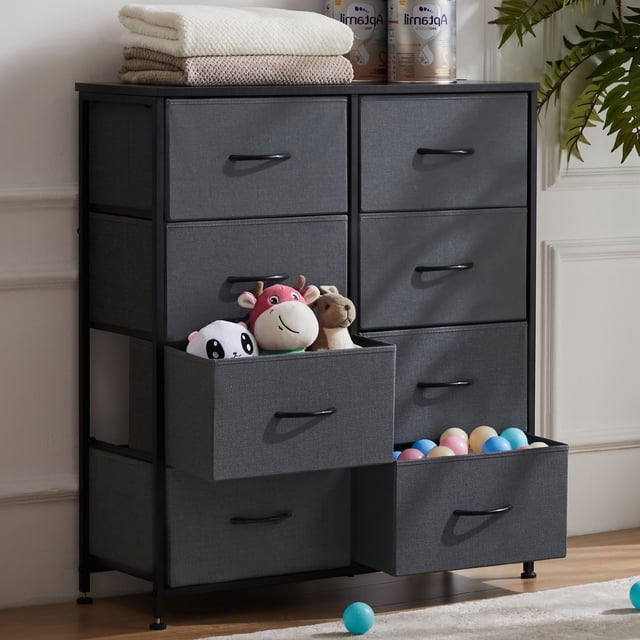 CONCETTA 8 Drawer Dresser for Bedroom, Tall Chest Organizer with Fabric ...