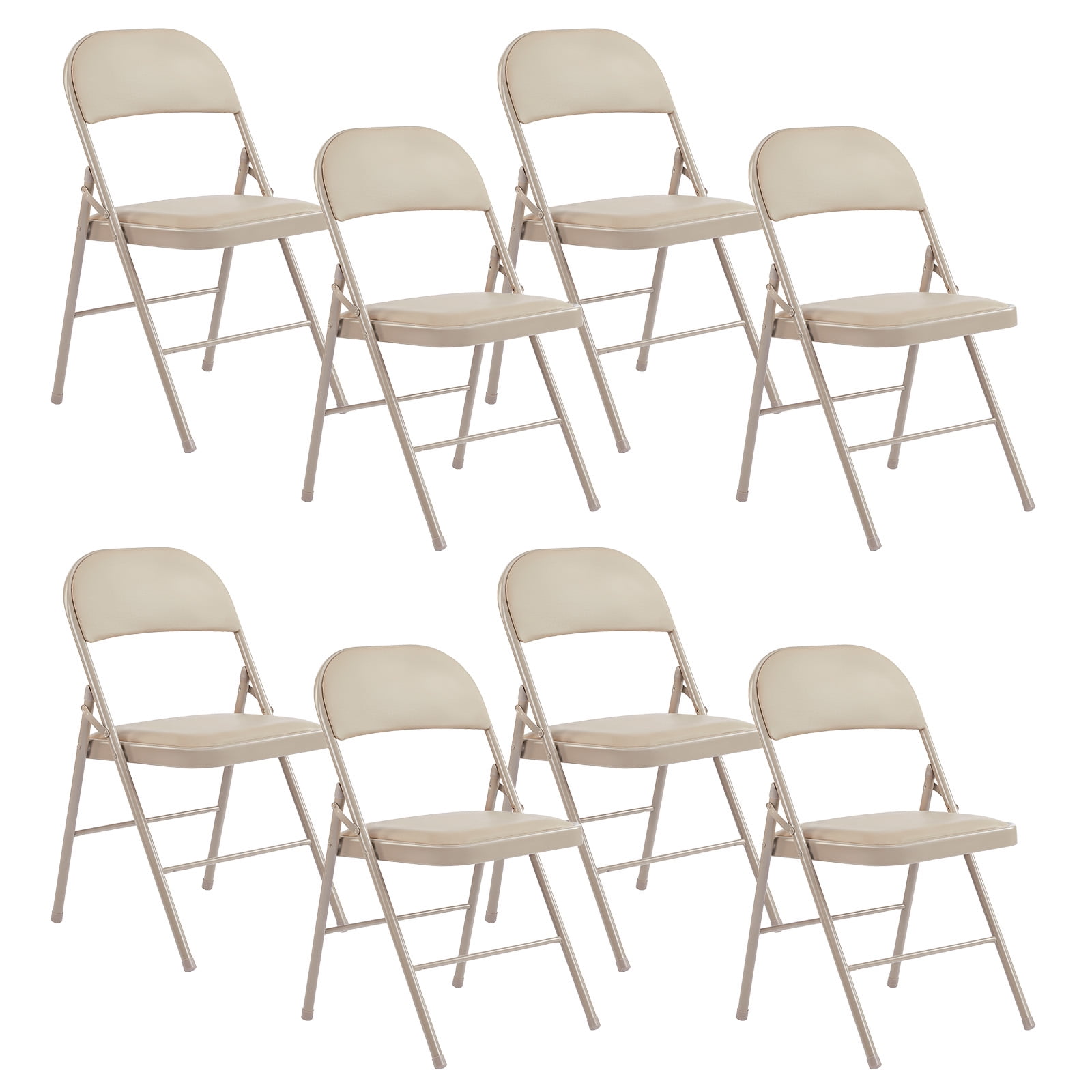 CONCETTA 8 Pack Sturdy Metal Folding Chair, PU Leather Metal Frame ...