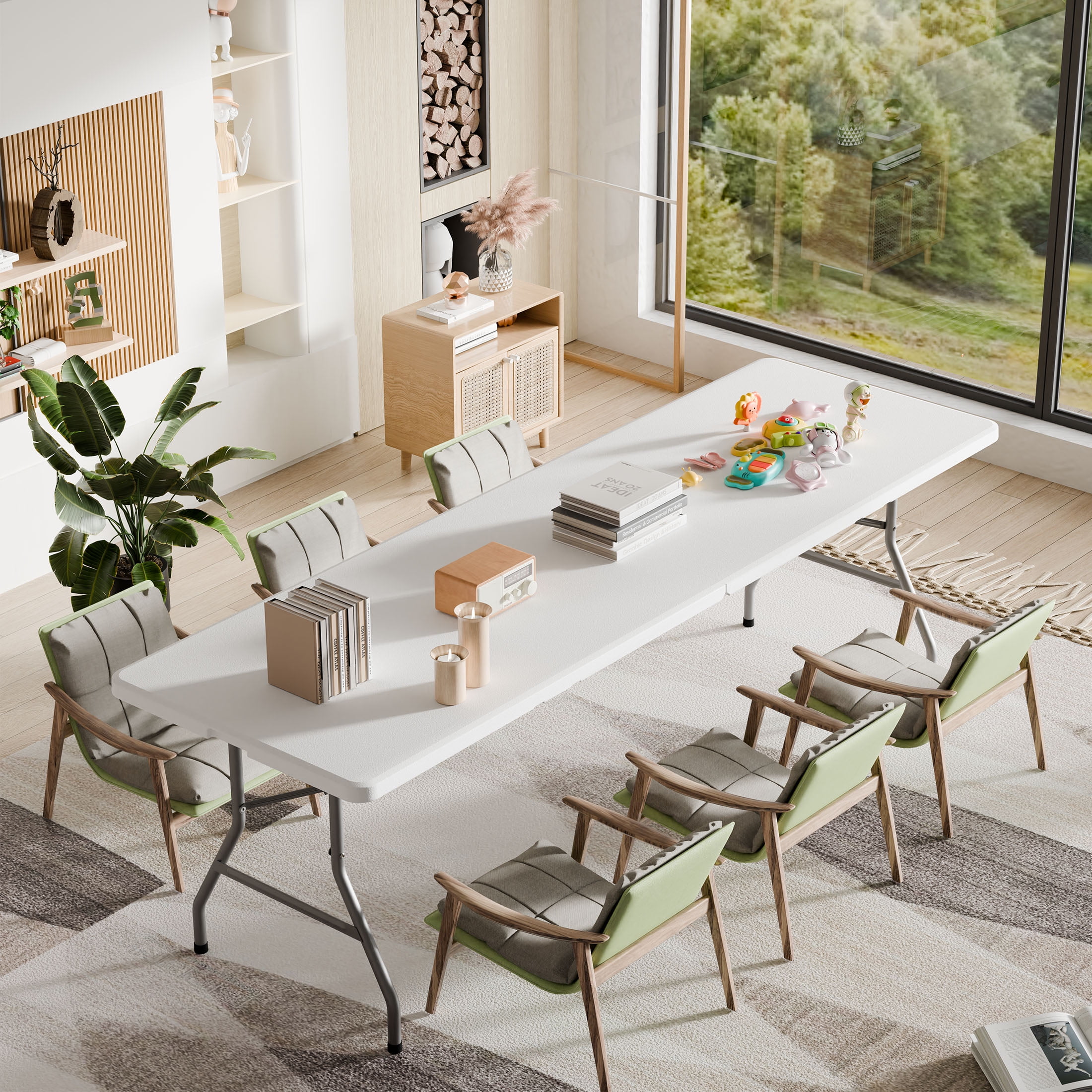 GIANNA 8FT Adjustable Height Outdoor Indoor Folding Table, For Camping ...